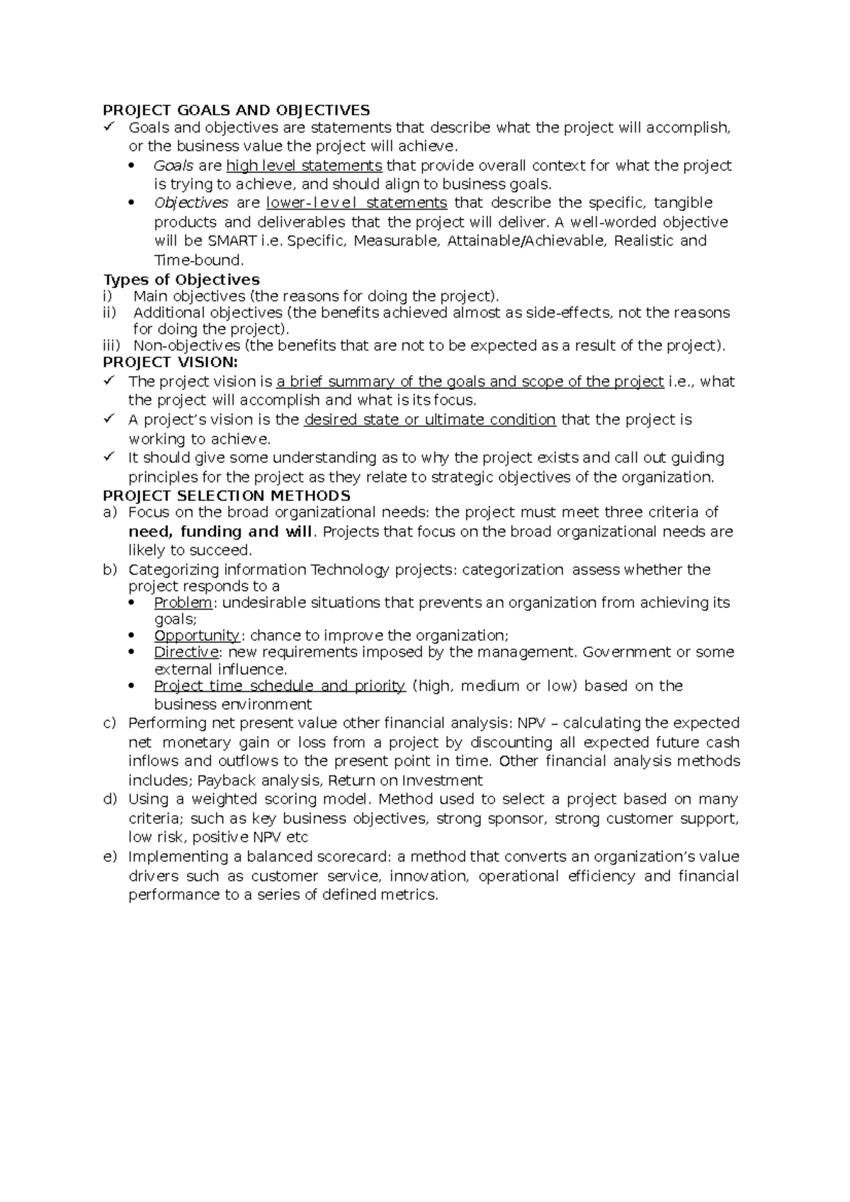 Project Goals AND Objectives - PROJECT GOALS AND OBJECTIVES Goals and ...