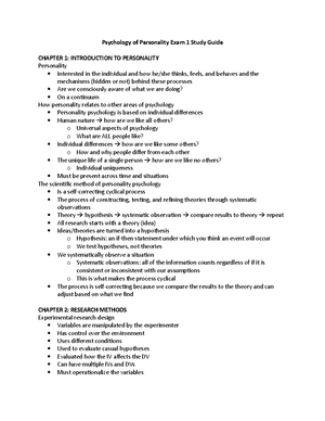 Exam 3 personality. 1 - exam 3 notes - Exam 3 – Psychology of ...