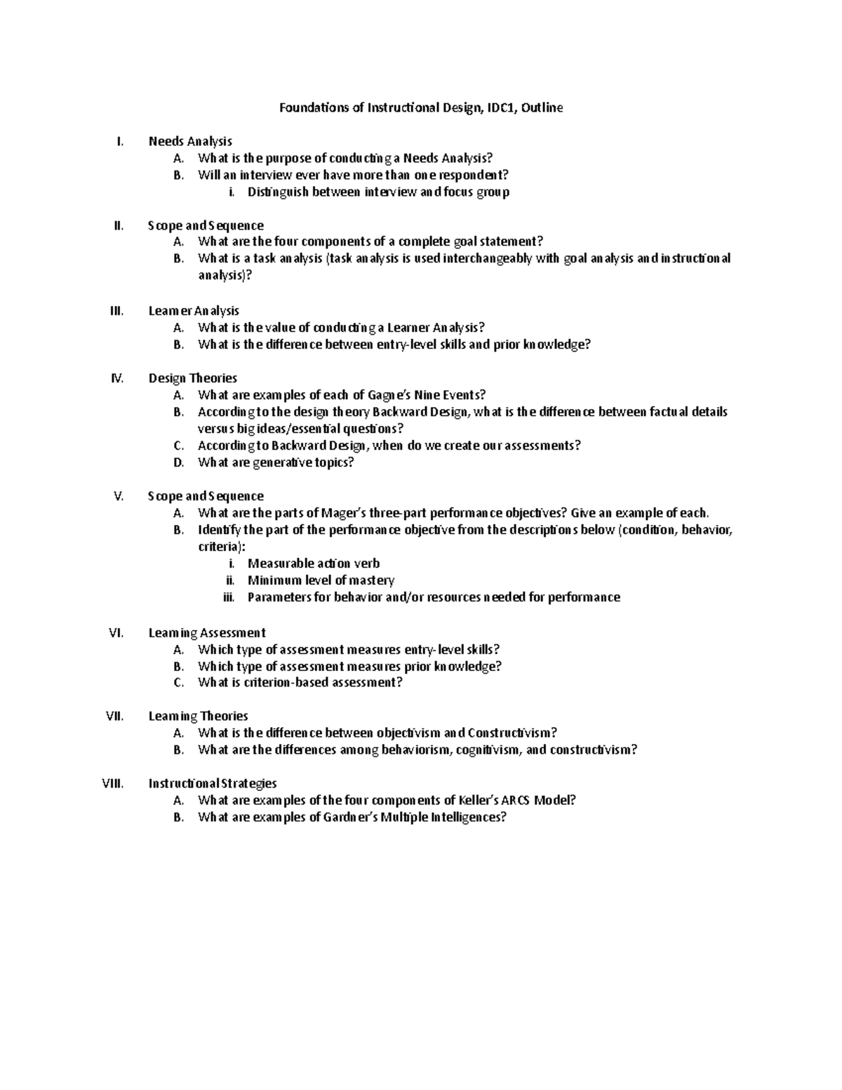 Study Outline - Study Guide - Foundations of Instructional Design, IDC1 ...