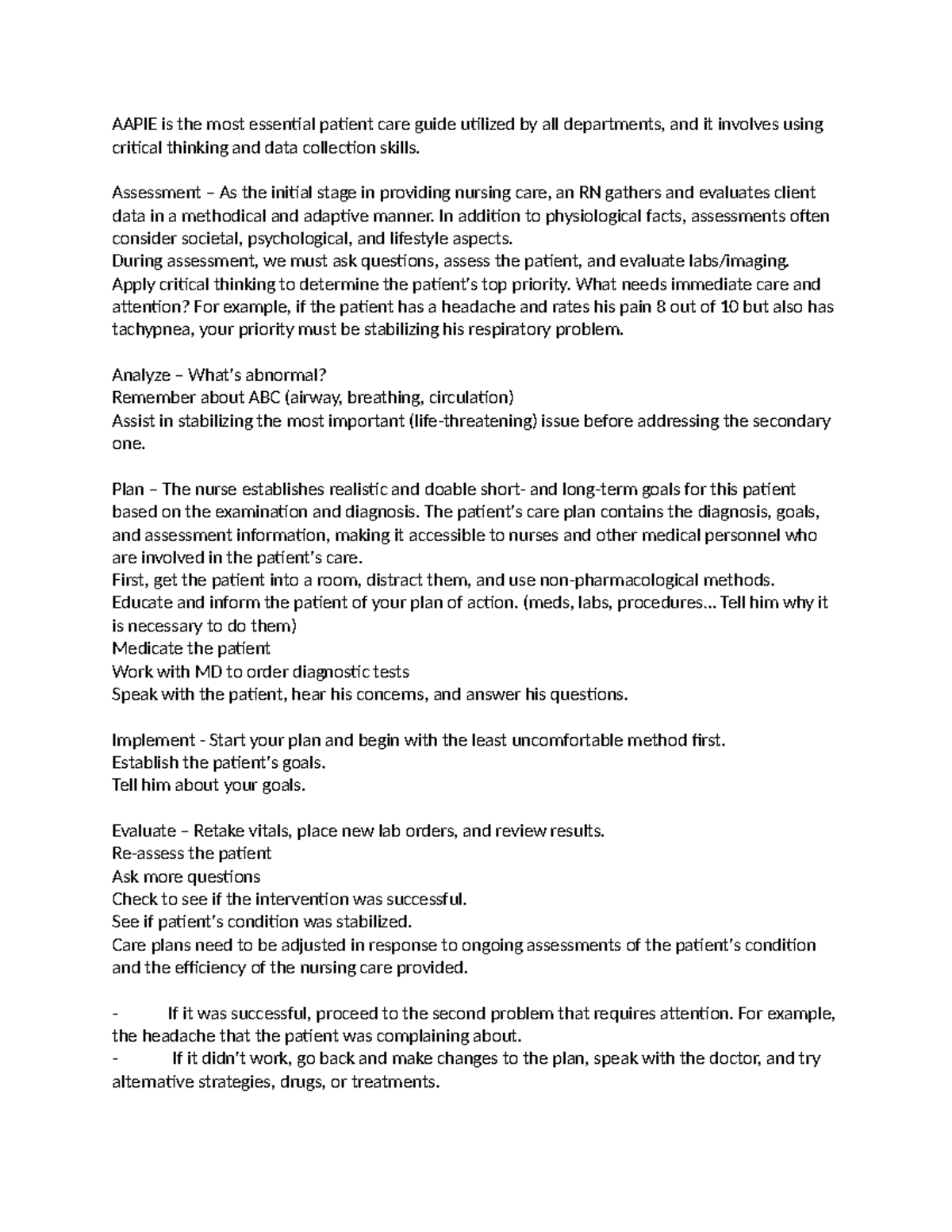 Week 2 - Week Two Study Material - Quiz Prep - AAPIE is the most ...