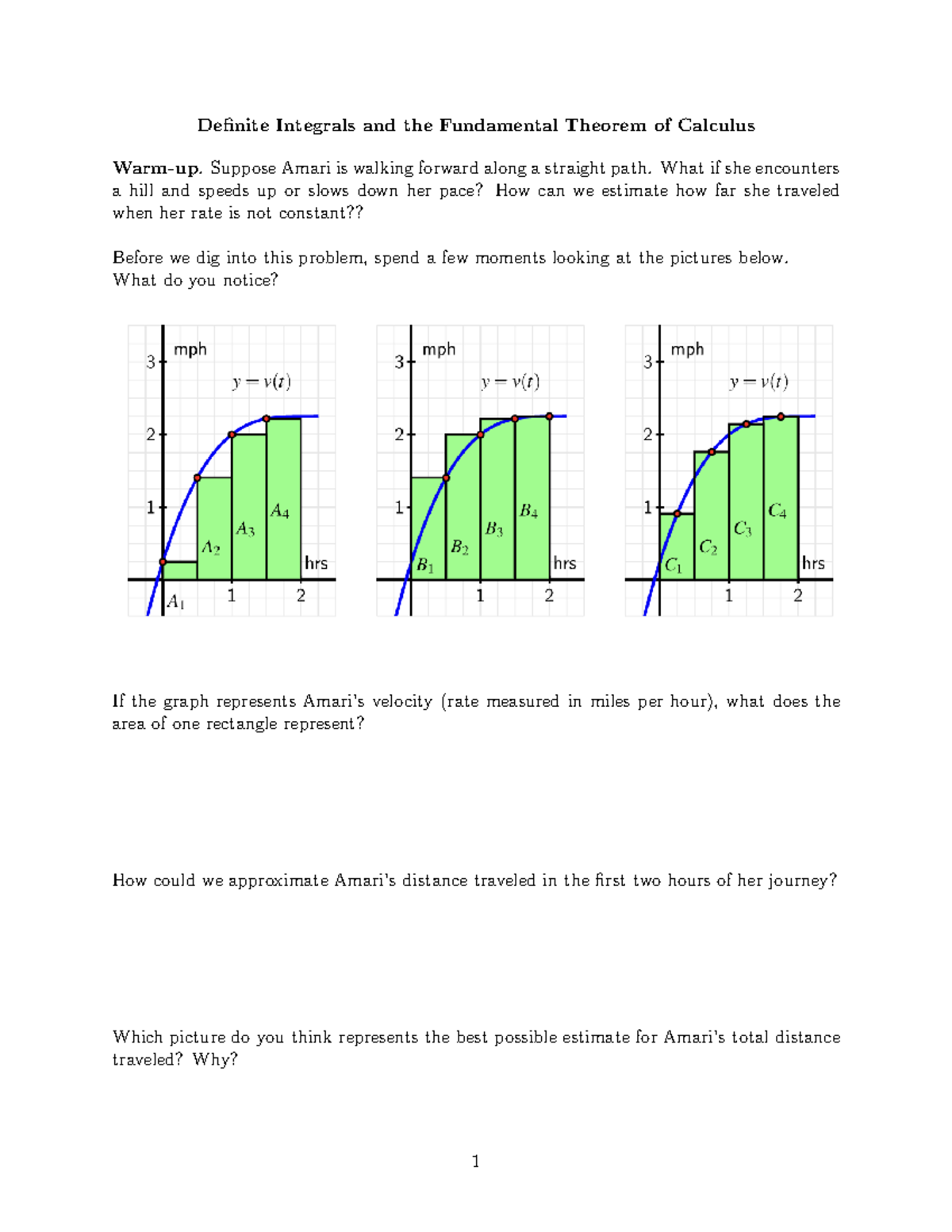 Definite Integrals Notes - Definite Integrals and the Fundamental ...