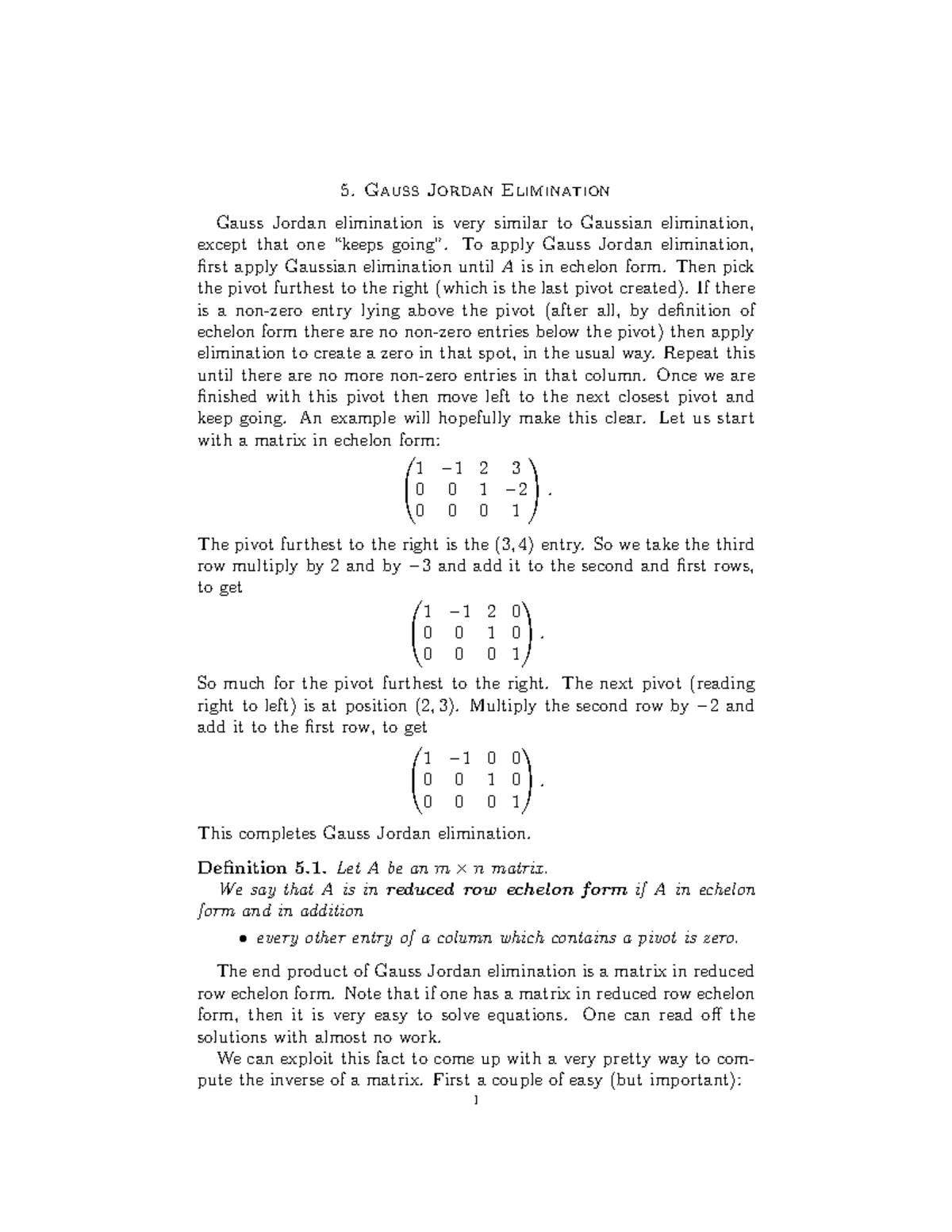 Gauss-Jordan Elimination - Gauss Jordan Elimination Gauss Jordan ...