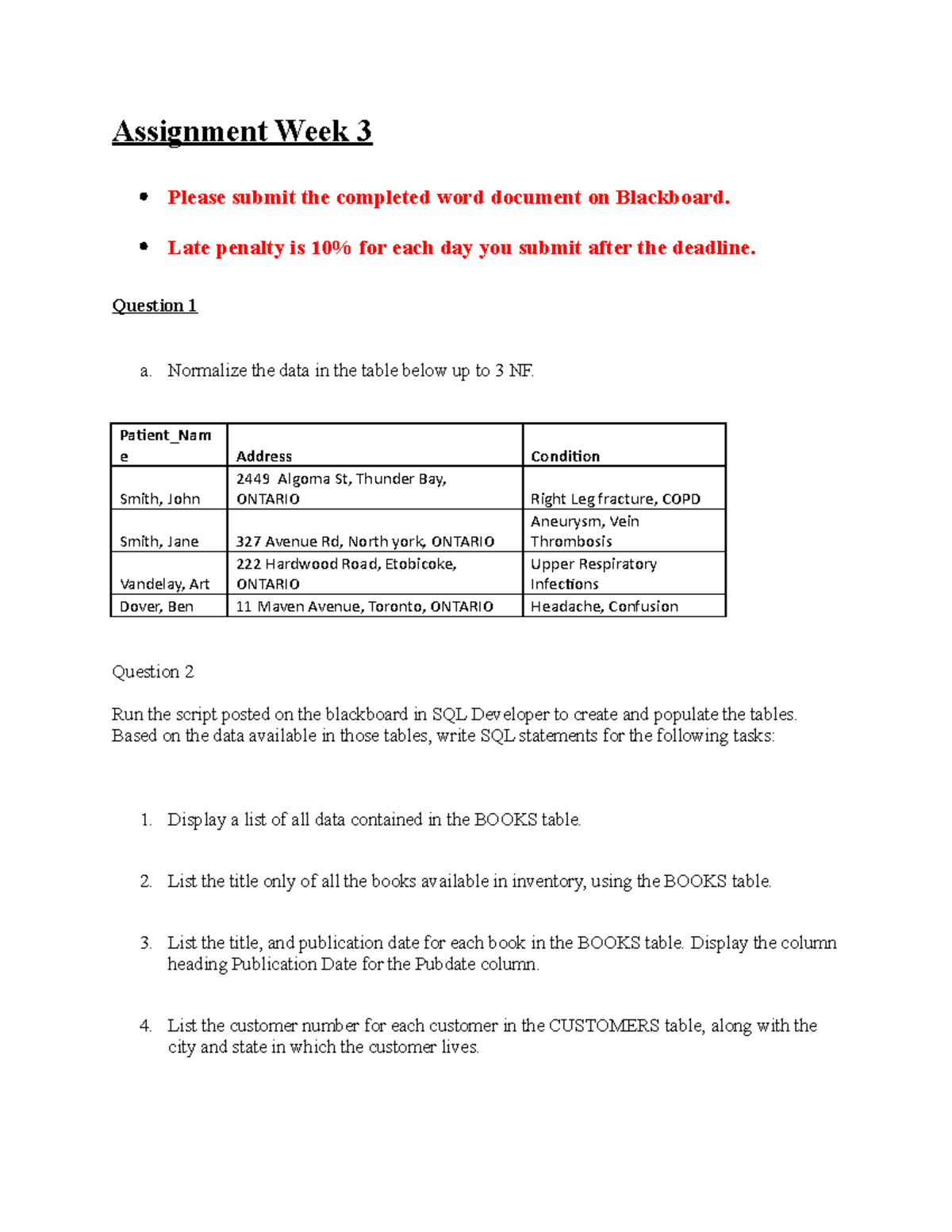 Week 3 Assignment - Assignment Week 3 Please submit the completed word ...