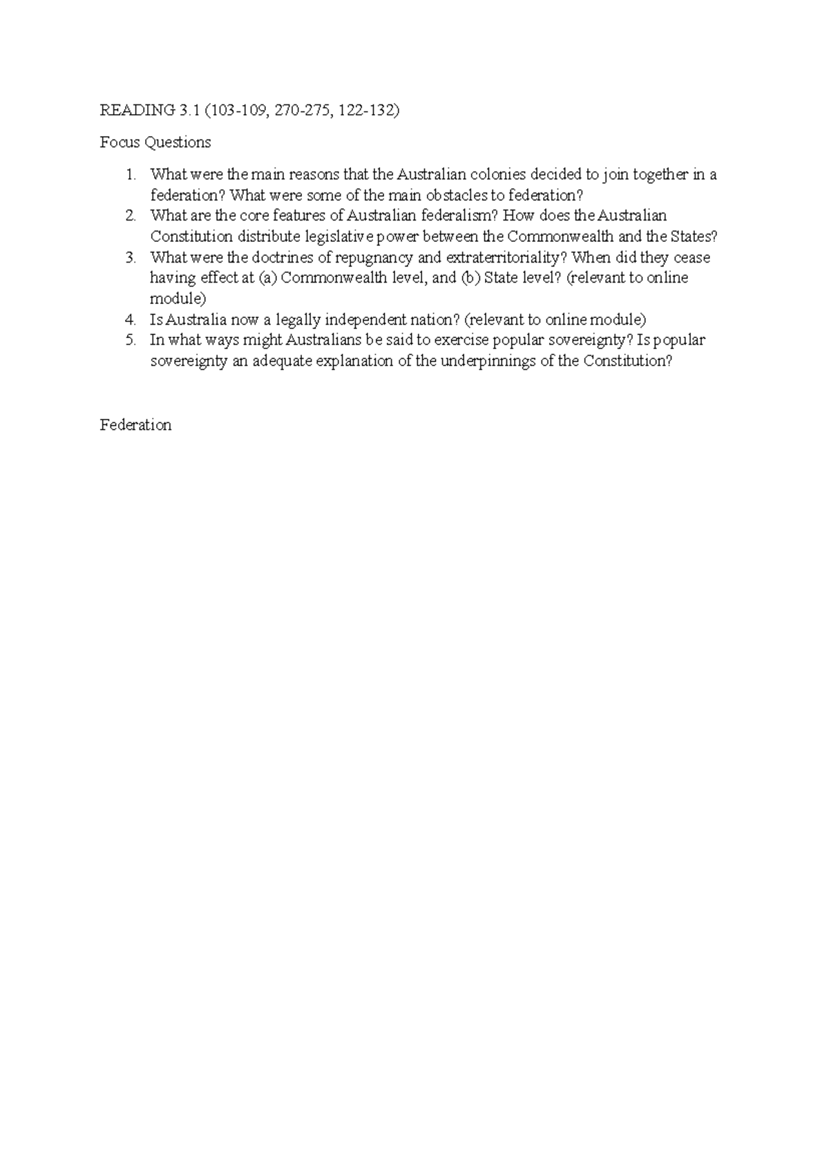 Reading A Week 3 - READING 3 (103-109, 270-275, 122-132) Focus ...
