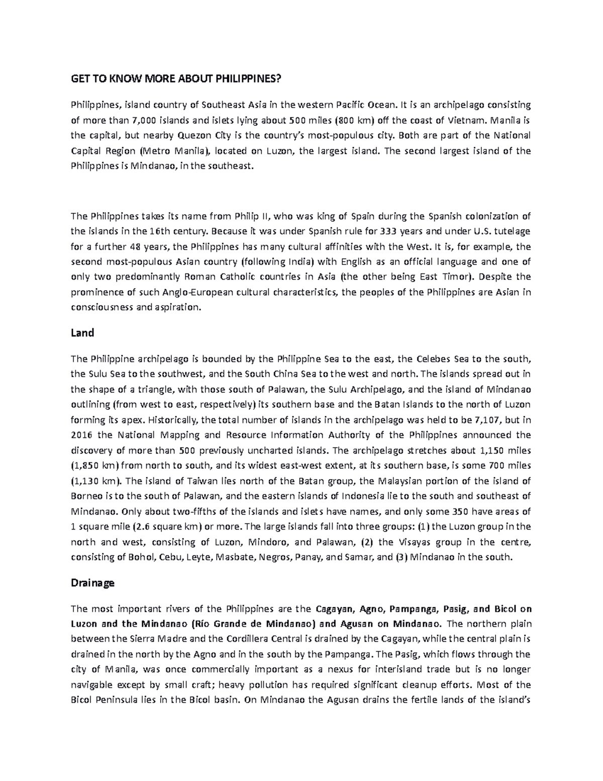 KNOW MORE 'BOUT Philippines - GET TO KNOW MORE ABOUT PHILIPPINES ...