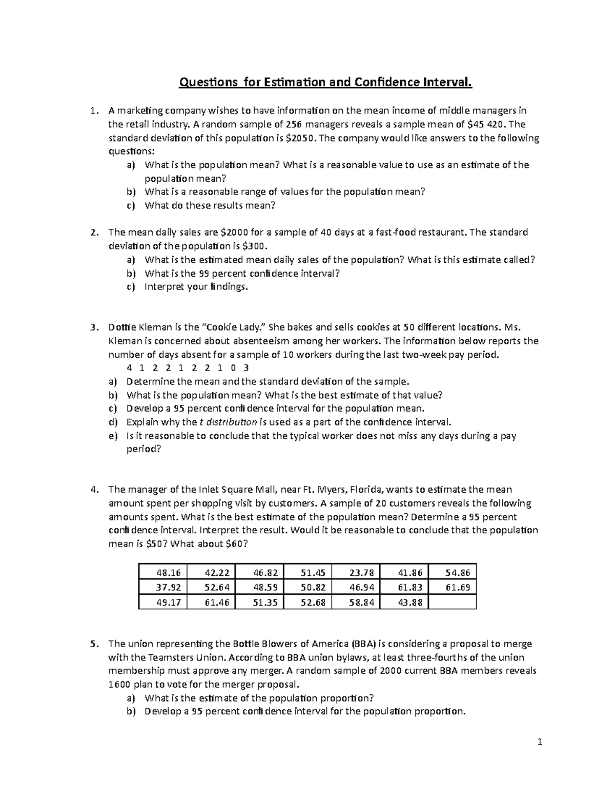 Questions estimation Math - Questions for Estimation and Confidence ...