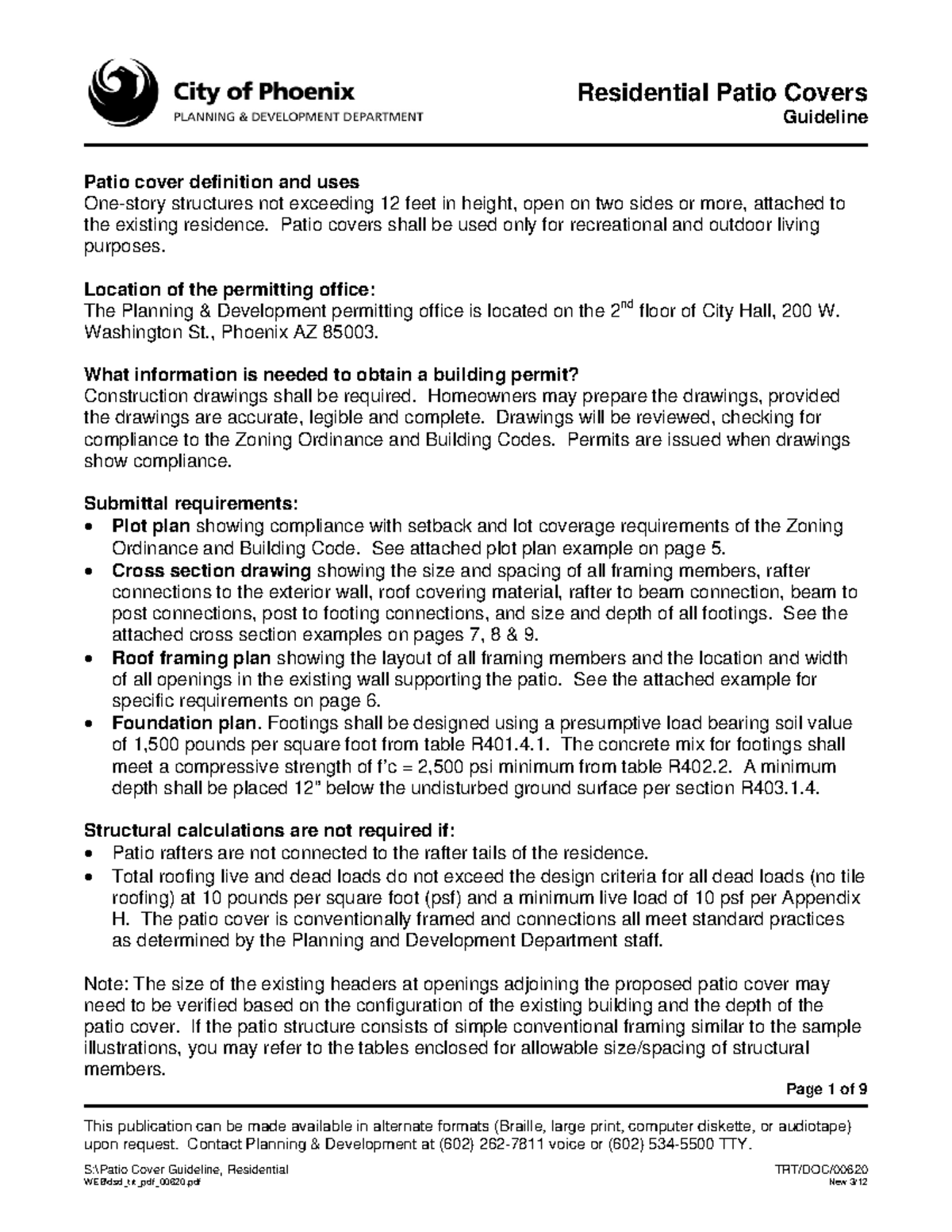 Dsd trt pdf 00620 - asdf - Residential Patio Covers Guideline Page 1 of ...