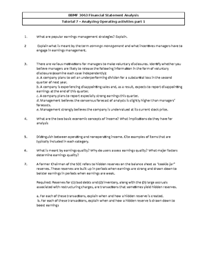 FSA -Tutorial 10 - Dupont analysis - FSA tutorial 10 1 financial ...