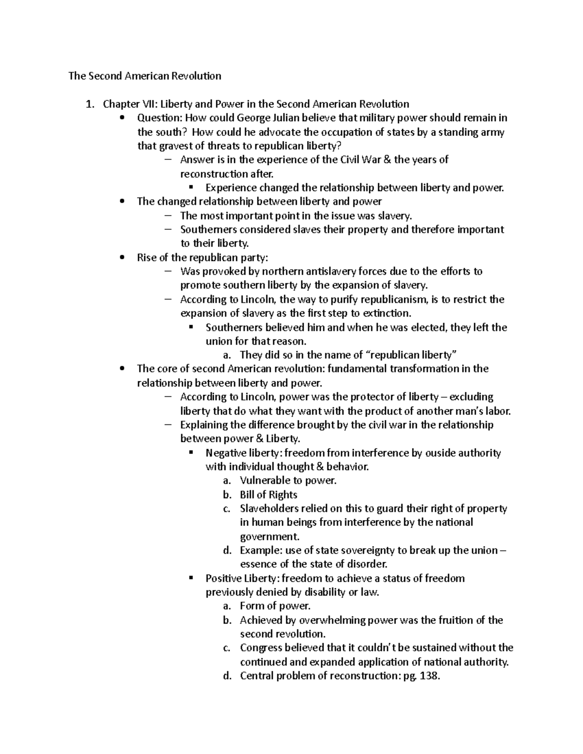 History readings - Summary Abraham Lincoln and the Second American ...