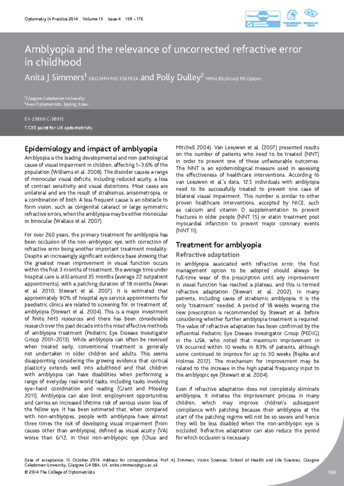 Amblyopia and the relevance of uncorrected refractive error in ...