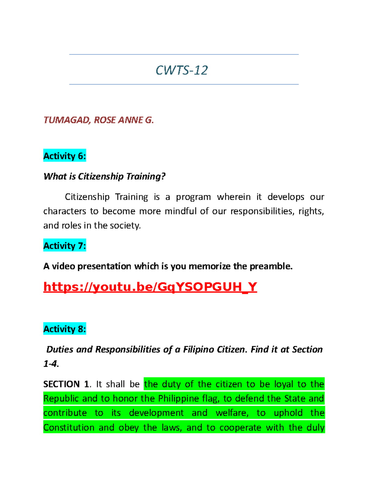 Activity 6-11 IN CWTS 1 final - CWTS- TUMAGAD, ROSE ANNE G. Activity 6 ...