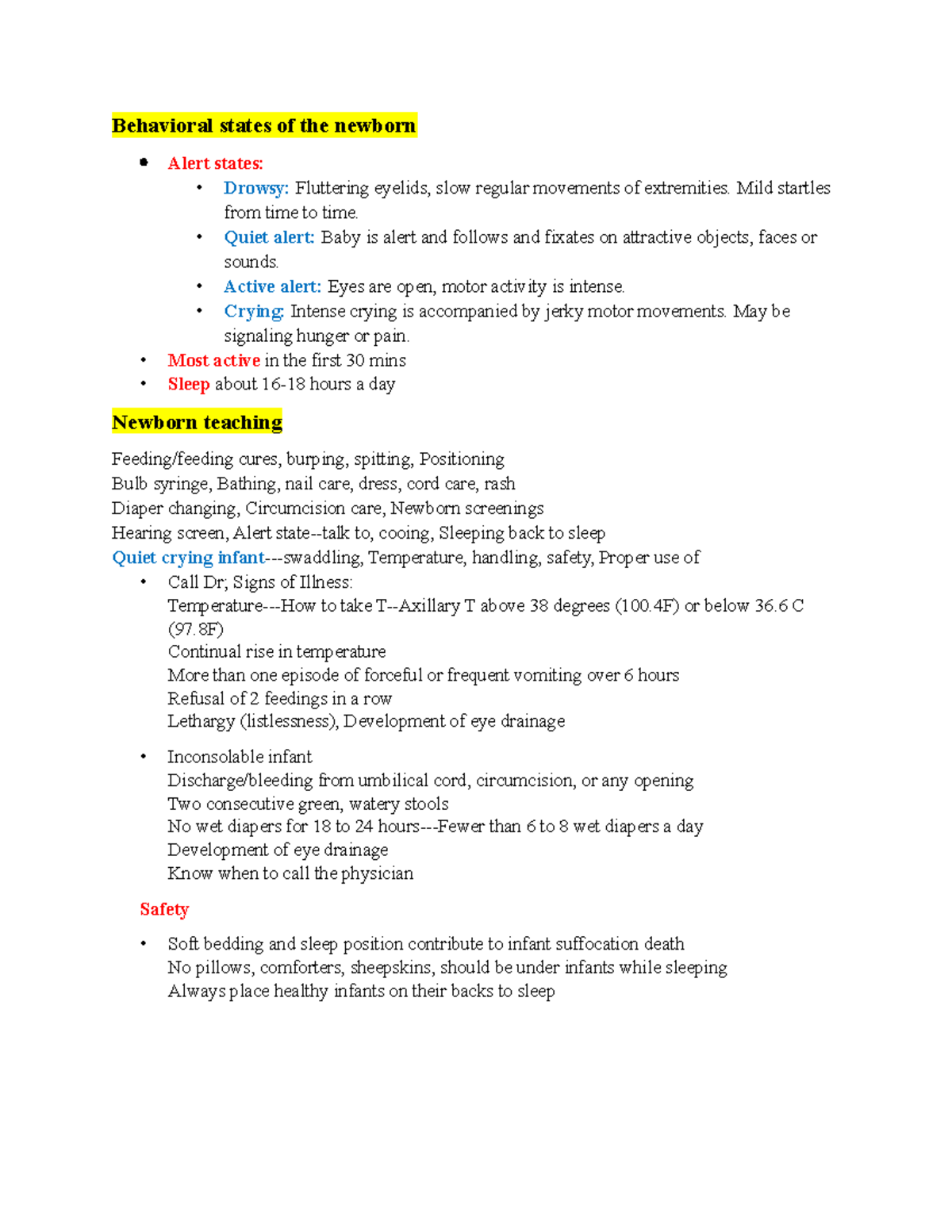 Behavioral states of the newborn - Mild startles from time to time ...