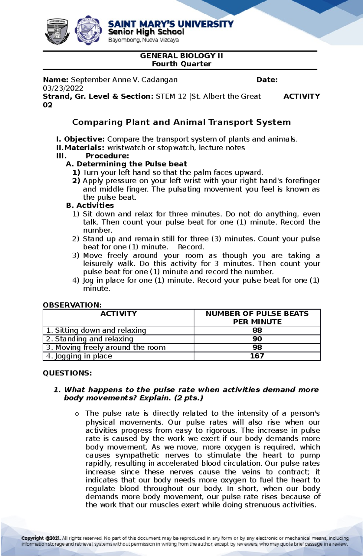 04 Genbio ACT 02 Q4 - general biology STEM - GENERAL BIOLOGY II Fourth ...