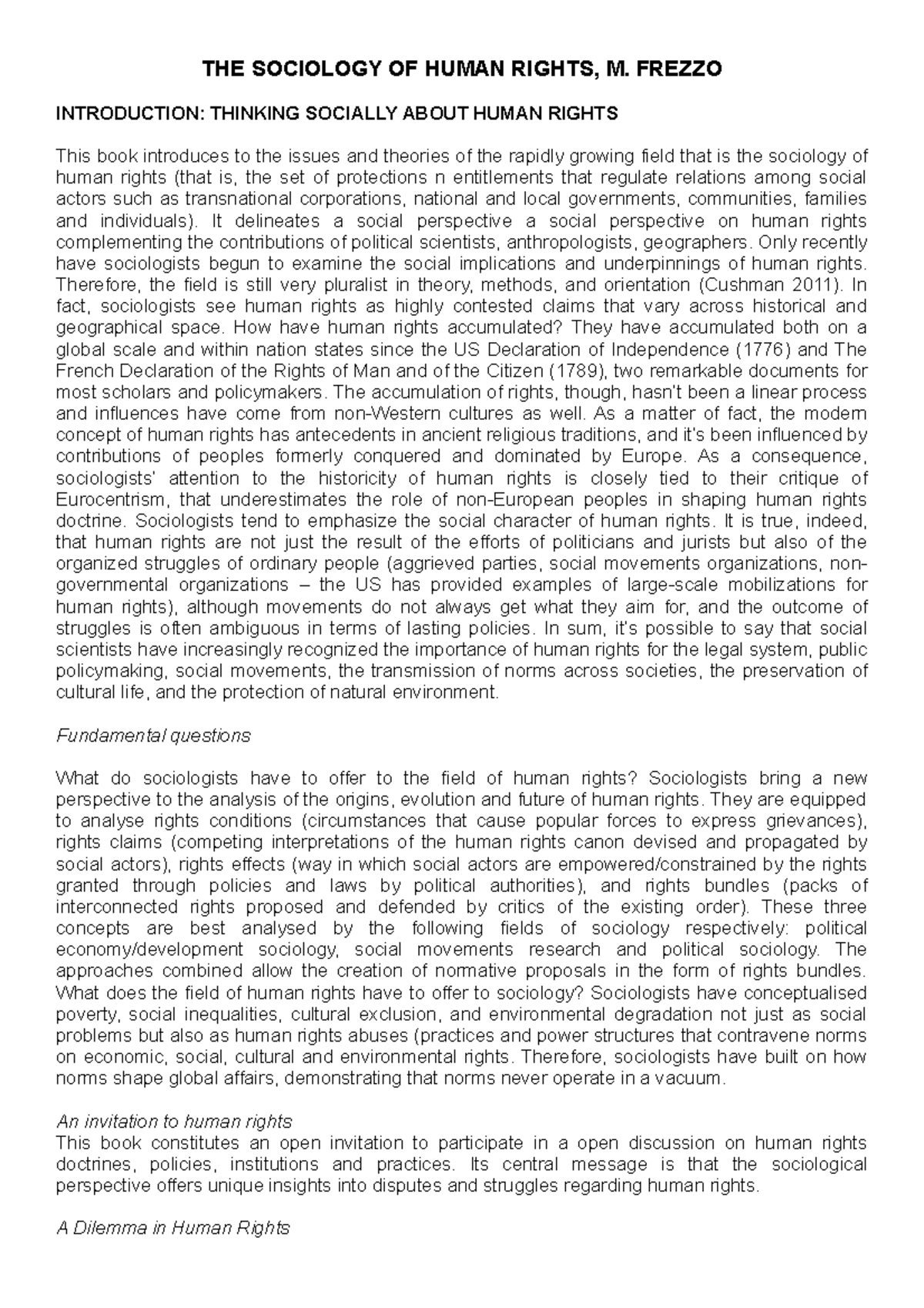 The Sociology Of Human Rights - THE SOCIOLOGY OF HUMAN RIGHTS, M ...