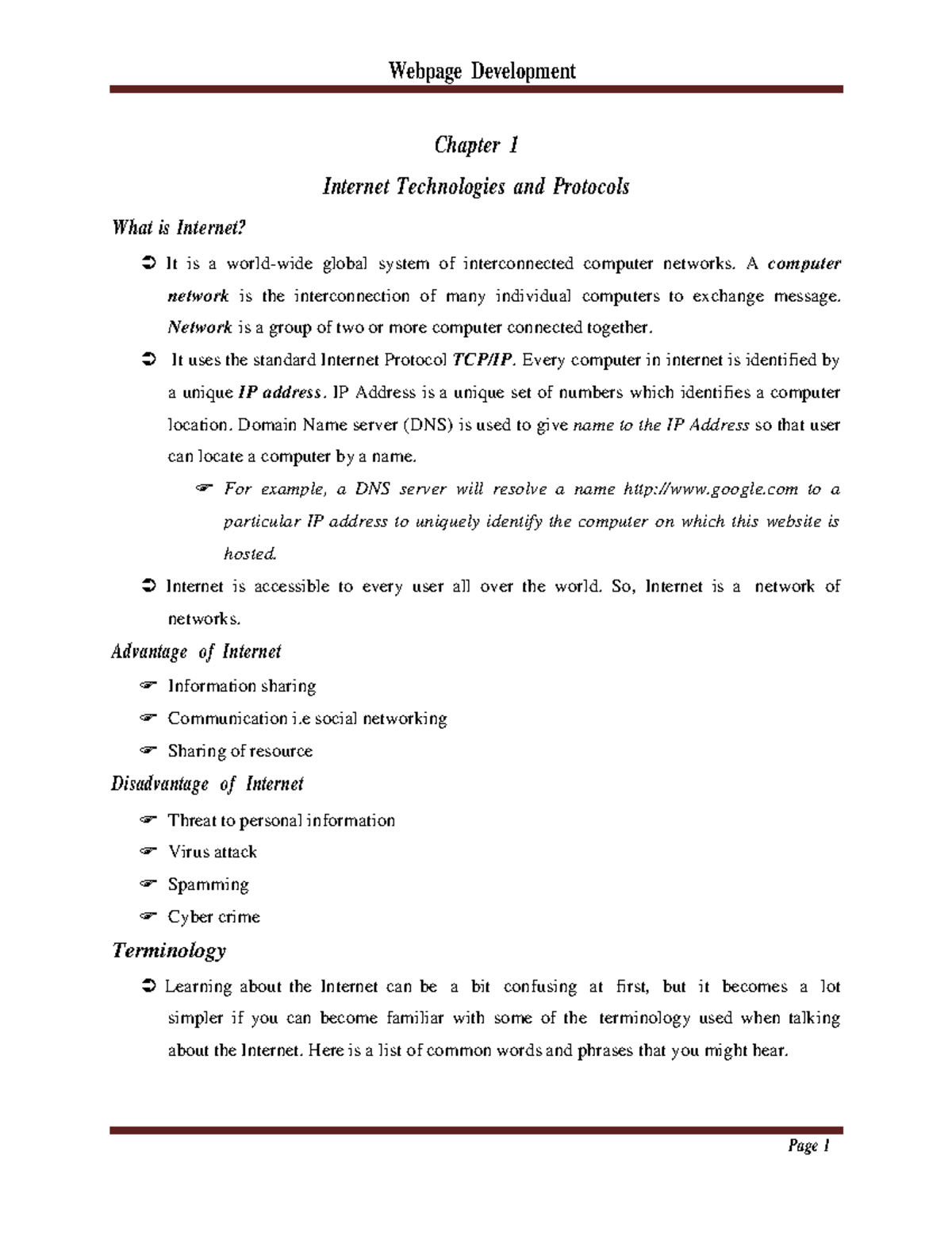 2024 Webpage Development(F (2) - What is Internet? Chapter 1 Internet ...