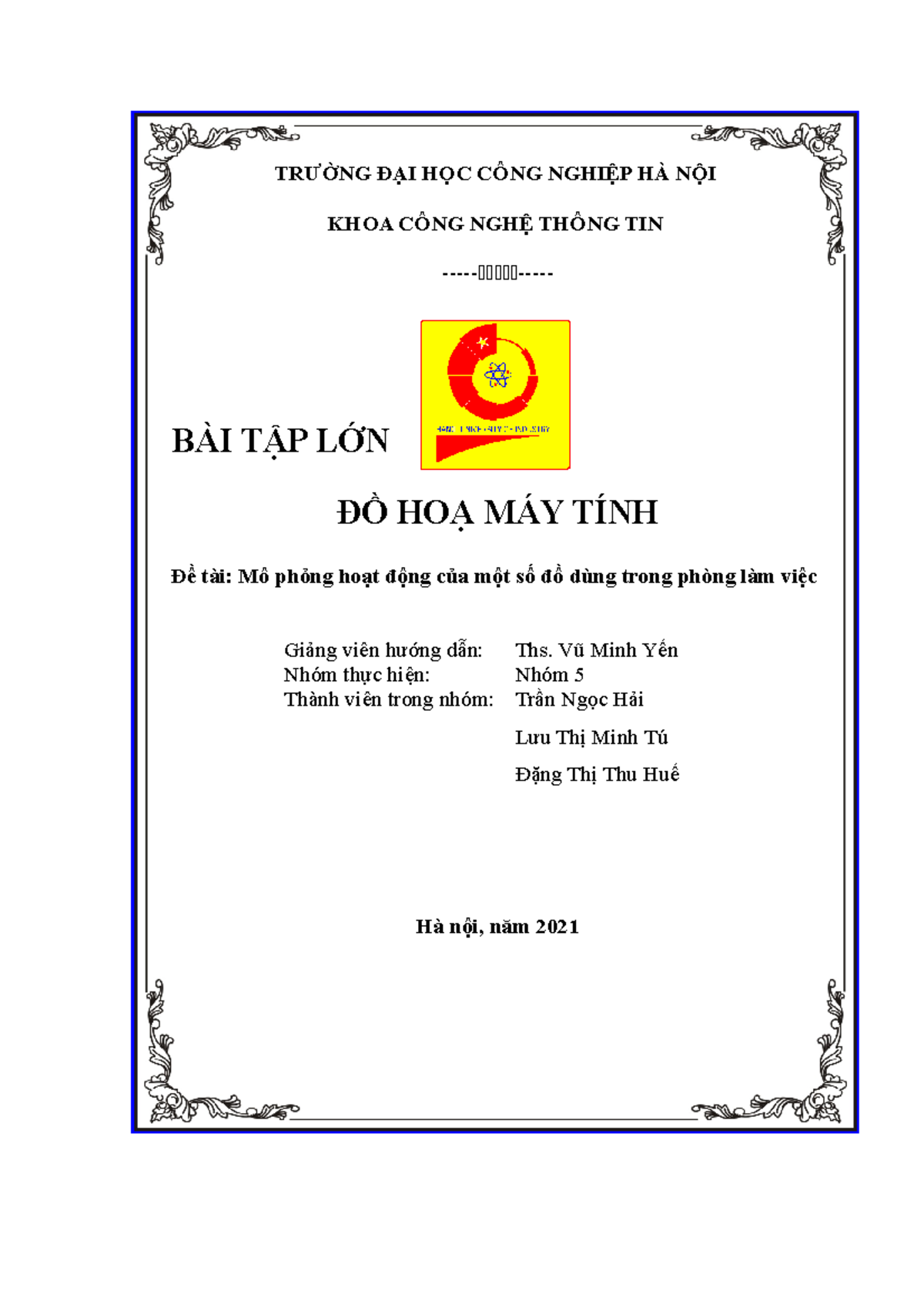 Báo cao BTL Nhóm 5 - dsdsf - TRƯỜNG ĐẠI HỌC CÔNG NGHIỆP HÀ NỘI KHOA ...