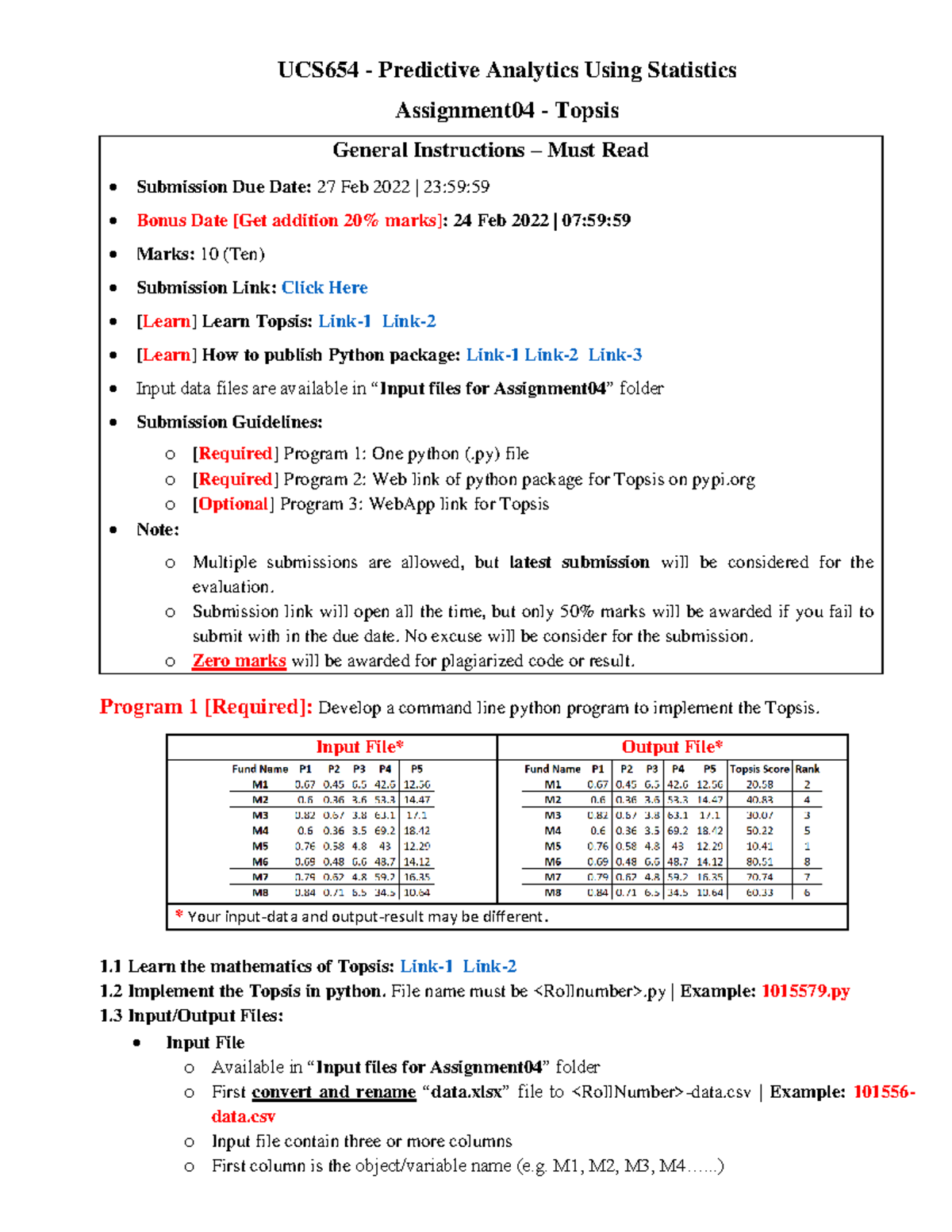 Assignment 04 - Topsis - UCS654 - Predictive Analytics Using Statistics Assignment04 - Topsis ...