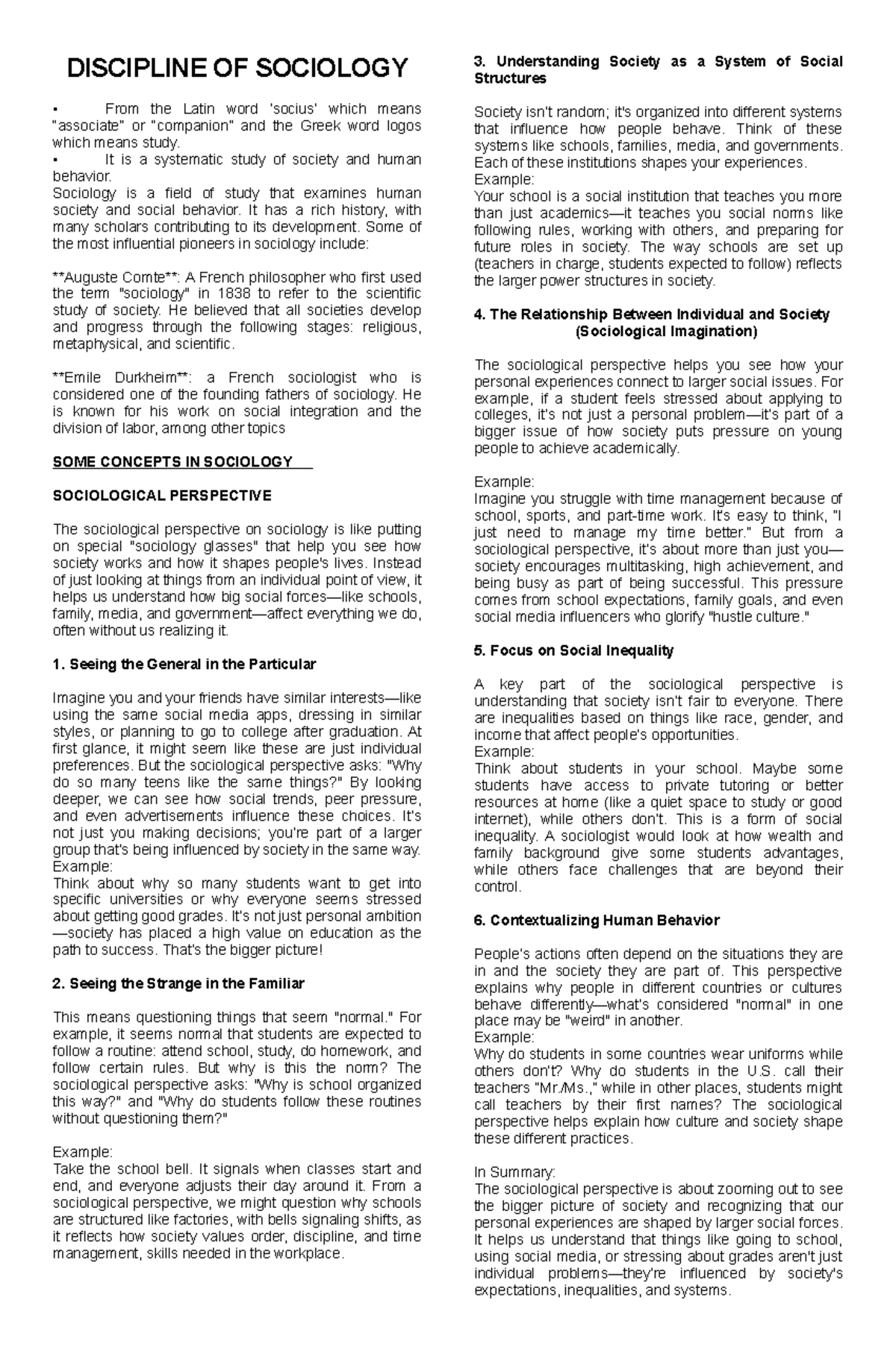 Discipline-OF- Sociology - DISCIPLINE OF SOCIOLOGY • From the Latin ...