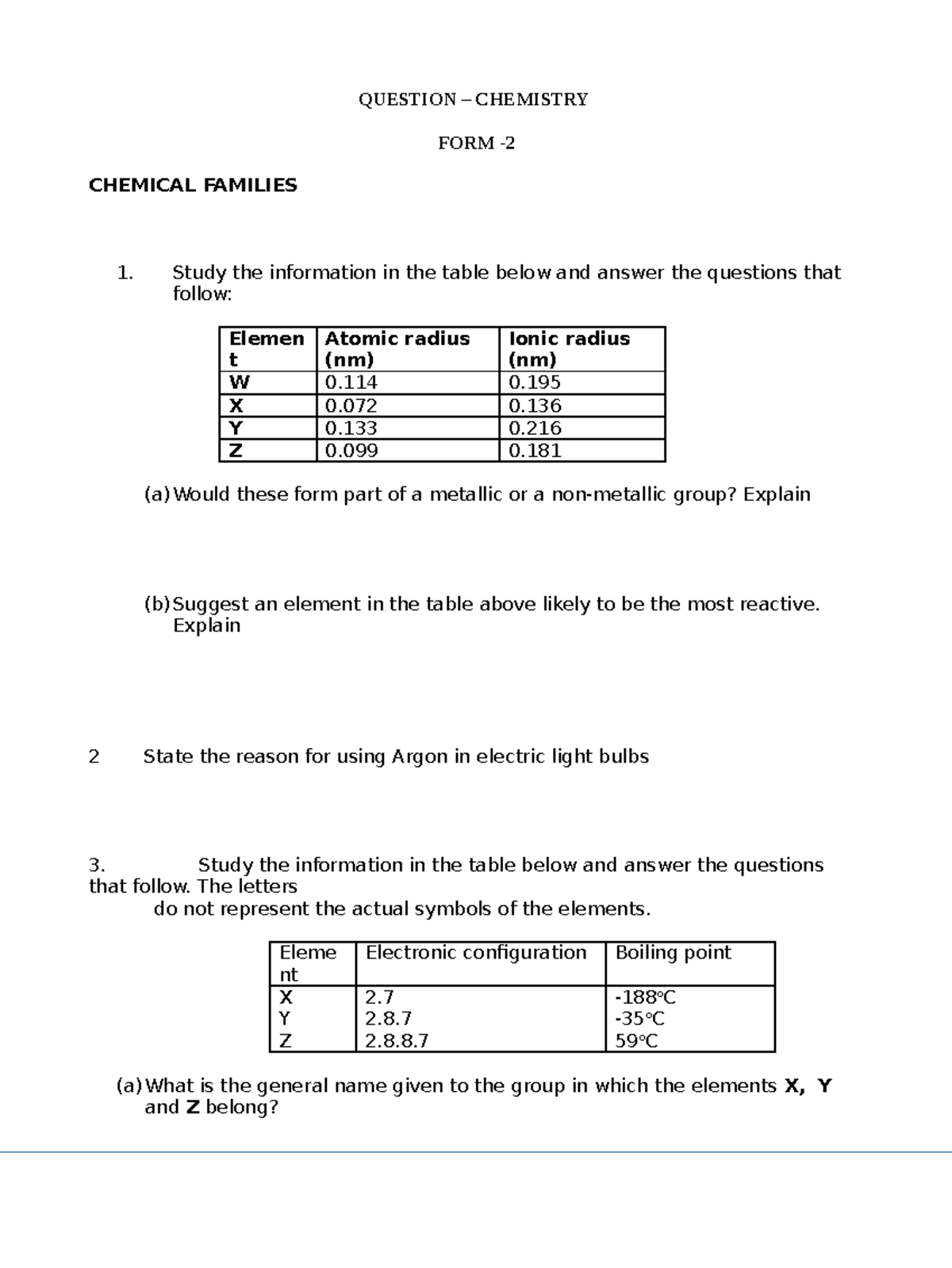 Topical Questions FORM 2- Chemistry - QUESTION – CHEMISTRY FORM ...