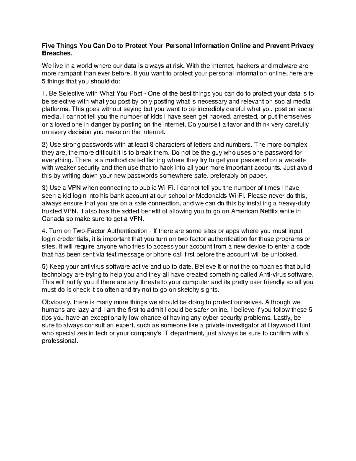 Essay about crime - Five Things You Can Do to Protect Your Personal ...