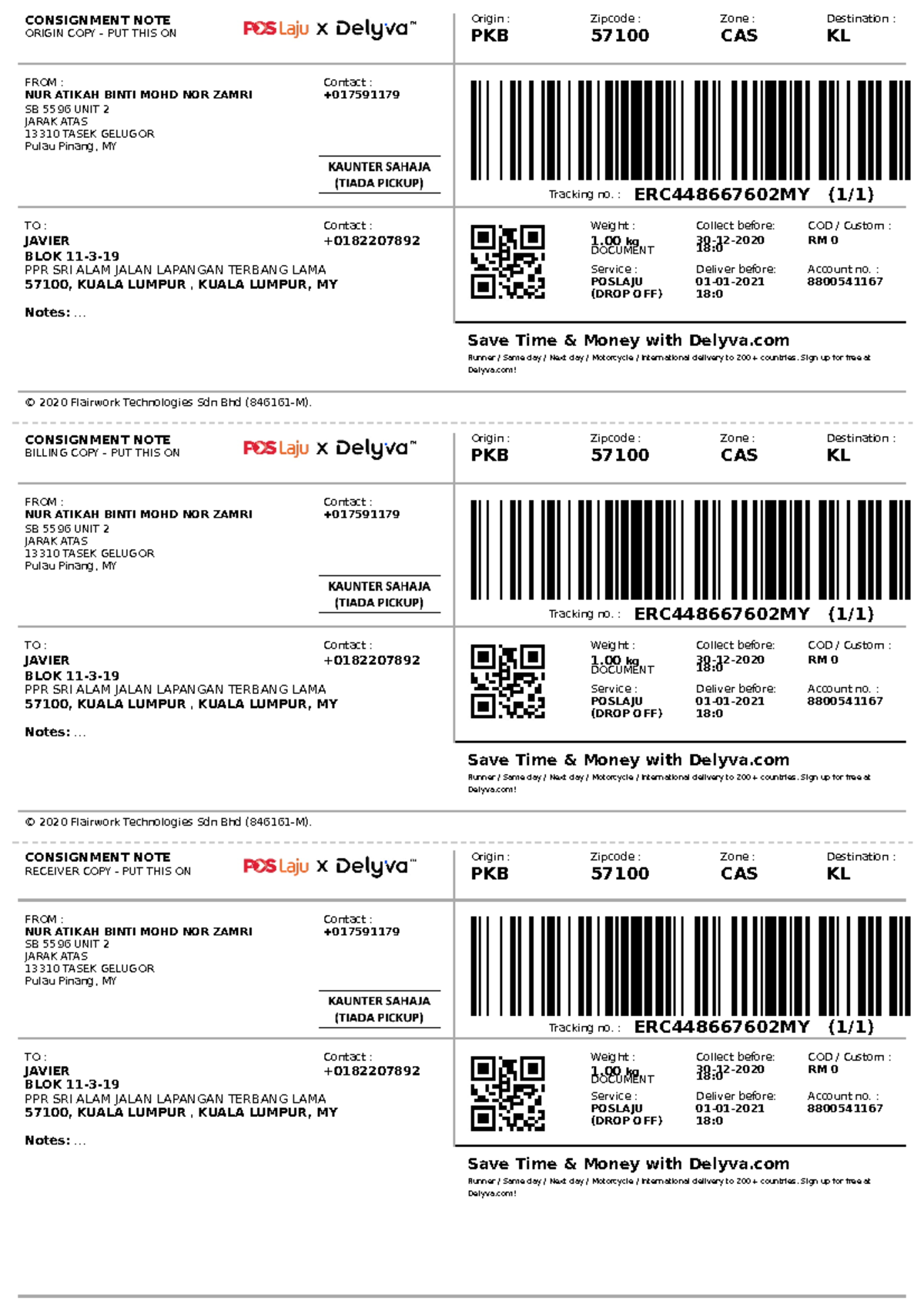 Print All Labels - Whatever - CONSIGNMENT NOTE ORIGIN COPY - PUT THIS ...