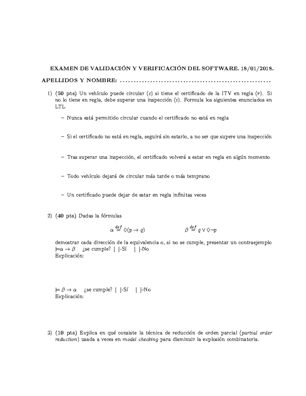 Ex VV18-01 - Examen de la parte de model checking - EXAMEN DE VALIDACI ...