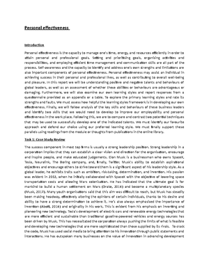 Personal effectiveness report - Personal effectiveness - Studocu