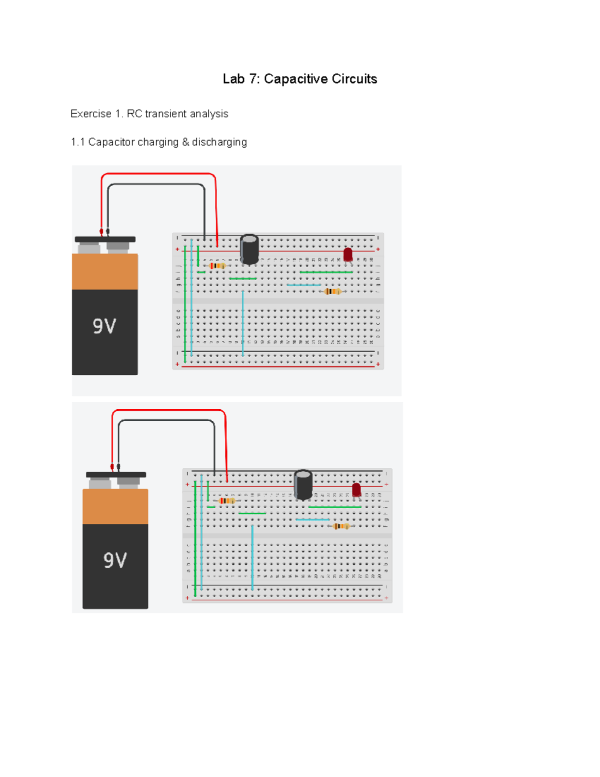 Lab 7 Capacitive Circuits - Lab 7: Capacitive Circuits Exercise 1. RC ...