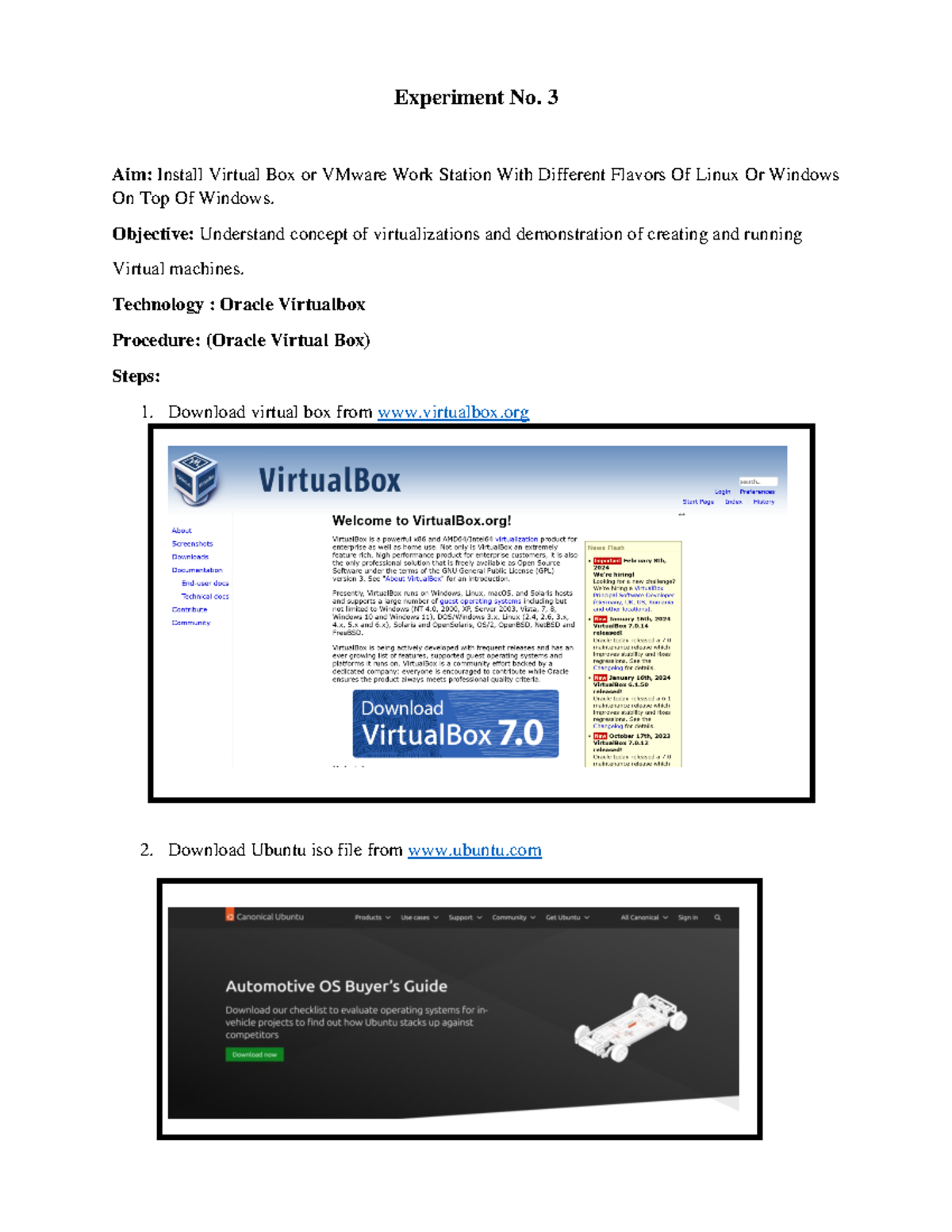 Exp3 ccl practical - Experiment No. 3 Aim: Install Virtual Box or VMware Work Station With - Studocu