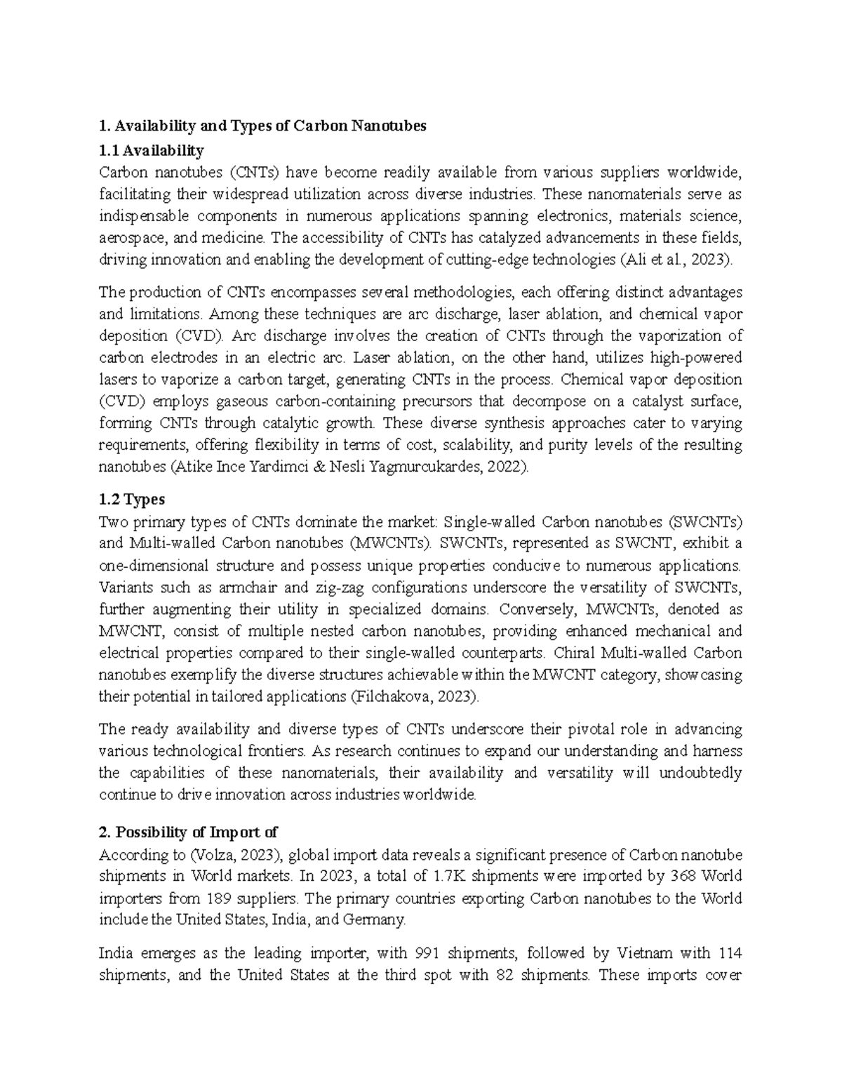 Carbon nanotubes redo - test - Availability and Types of Carbon ...