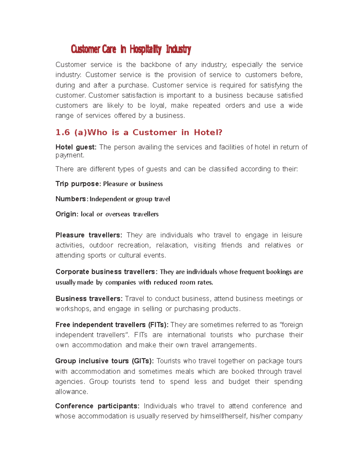 Customer Care in Hospitality Industry - Customer Care in Hospitality ...