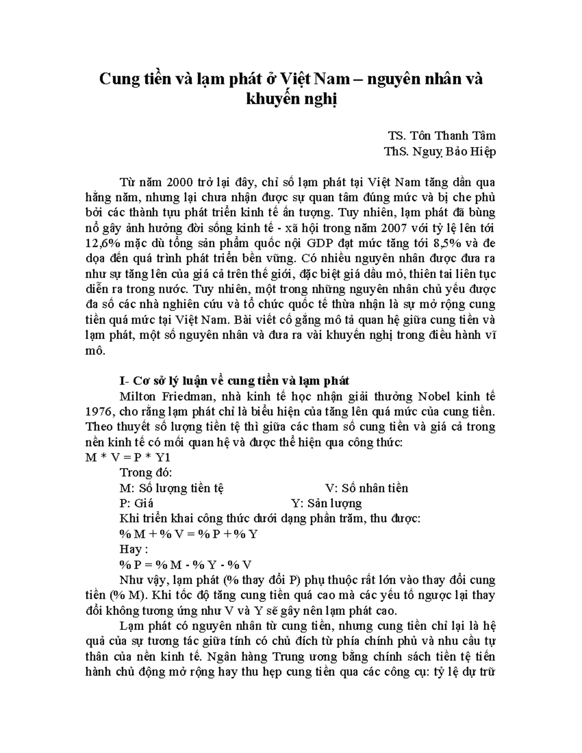 243168 - nsjsjs - Cung tiền và lạm phát ở Việt Nam – nguyên nhân và ...