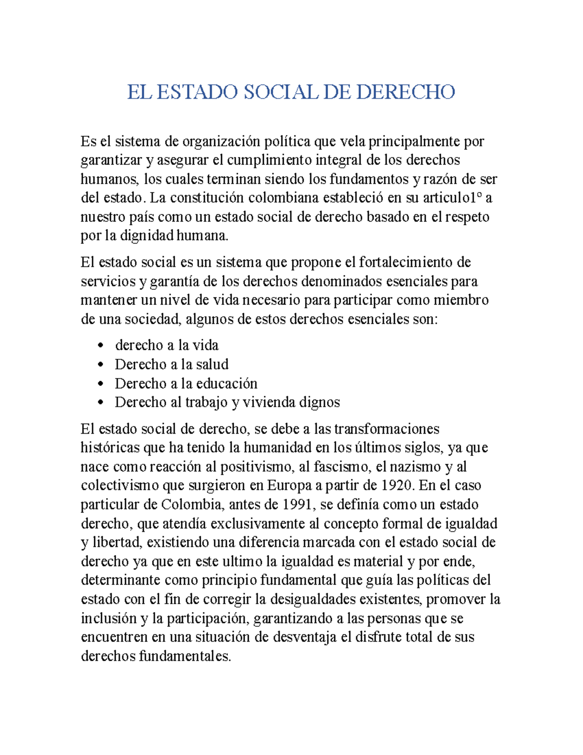 EL Estado Social DE Derecho - EL ESTADO SOCIAL DE DERECHO Es el sistema ...