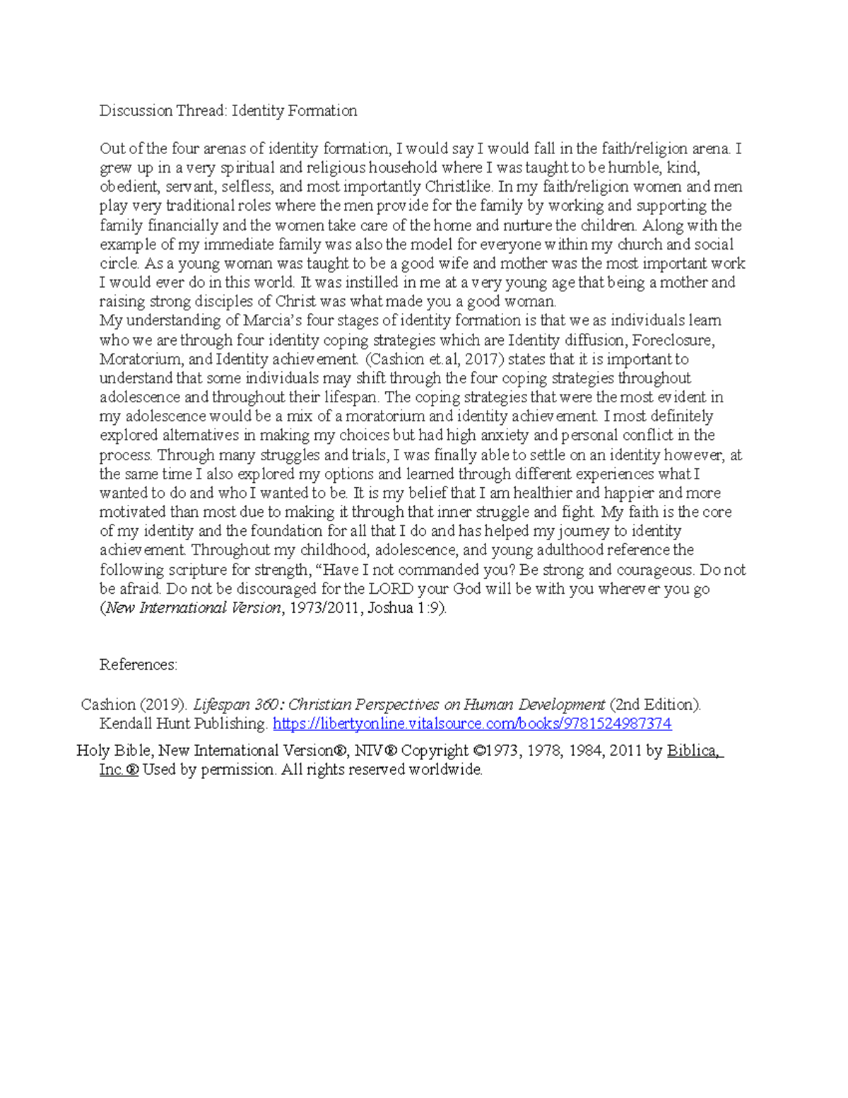 Discussion thread Identity Formation - I grew up in a very spiritual ...