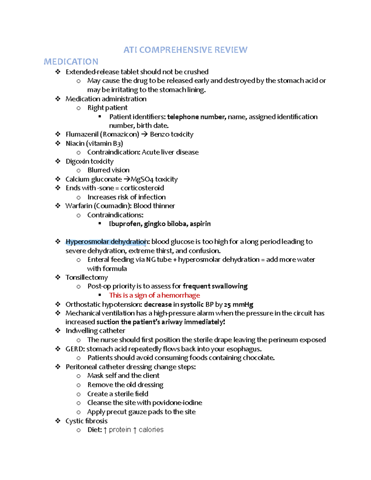 ATI Comprehensive Review - ATI COMPREHENSIVE REVIEW MEDICATION Extended ...