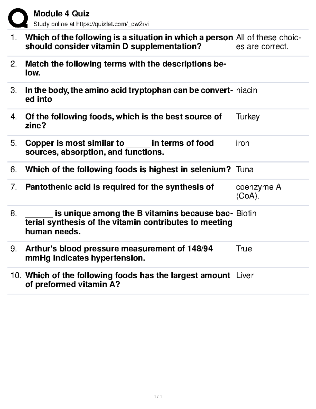Module 4 Quiz - Nutrition in Wellness and Being(KINS 3010) - Module 4 ...