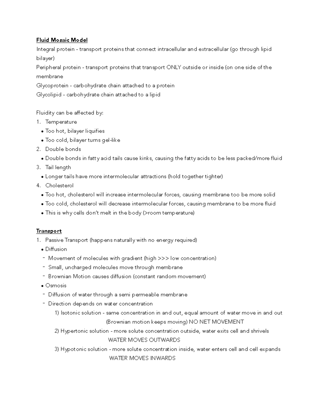 Fluid Mosaic Model - Summary of biochemicals/intro to the chemicals of ...