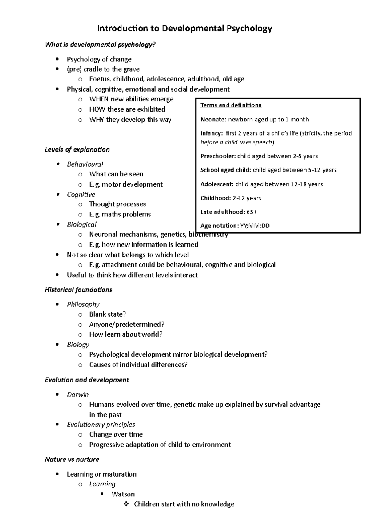 Introduction to Developmental Psychology - motor development Cognitive ...