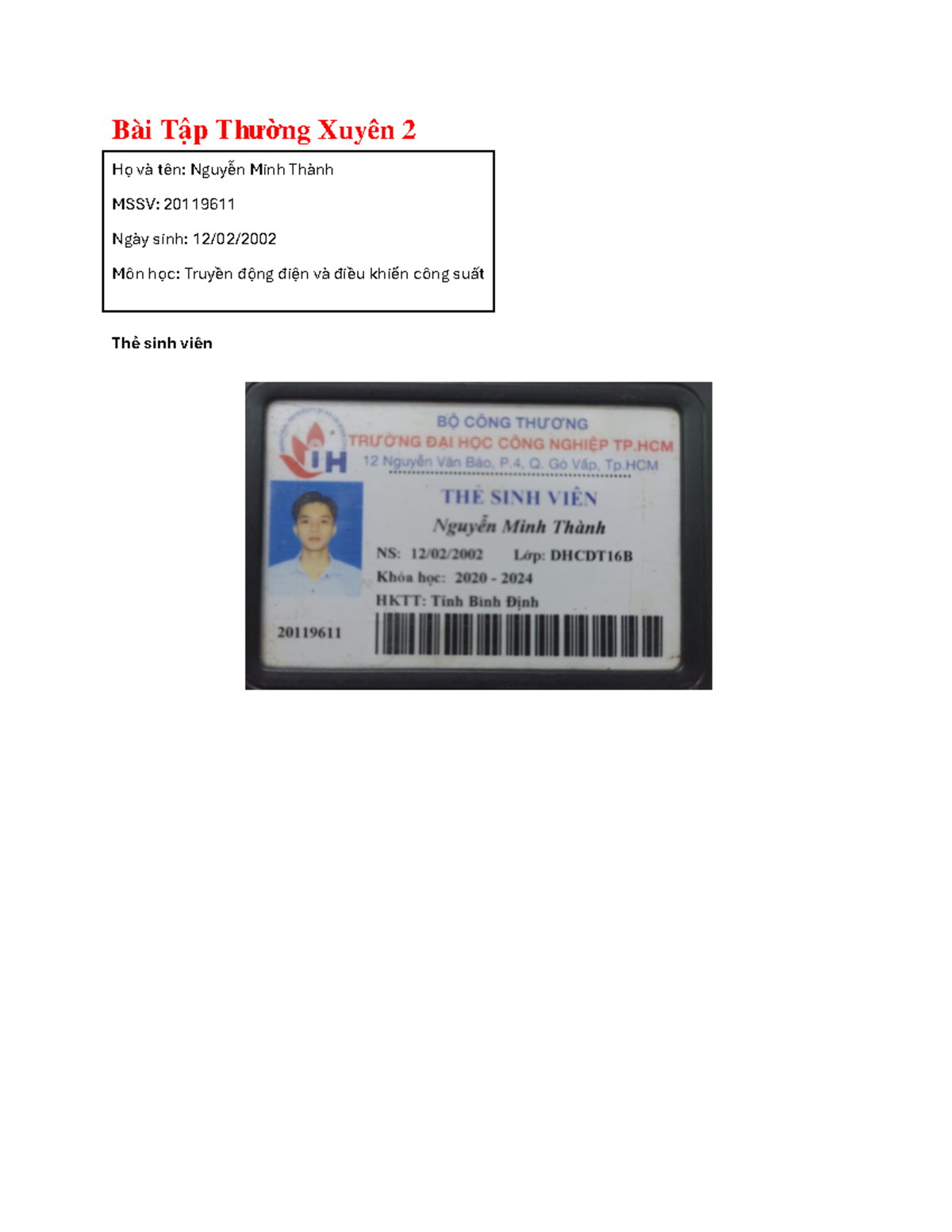 Bài Tập Thường Xuyên 2 - vhhhh - Tiếng Việt thực hành - Bài Tập Thường ...