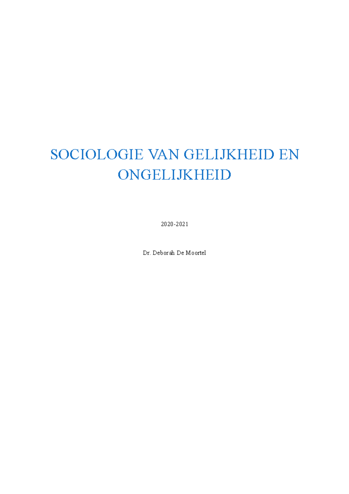 Sociologie van gelijkheid en ongelijkheid - SOCIOLOGIE VAN GELIJKHEID ...