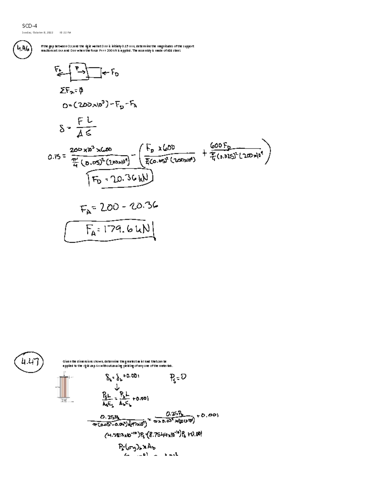 Solids Homework 4 - If the gap between CCC and the rigid wall at DDD is initially 0 mm ...