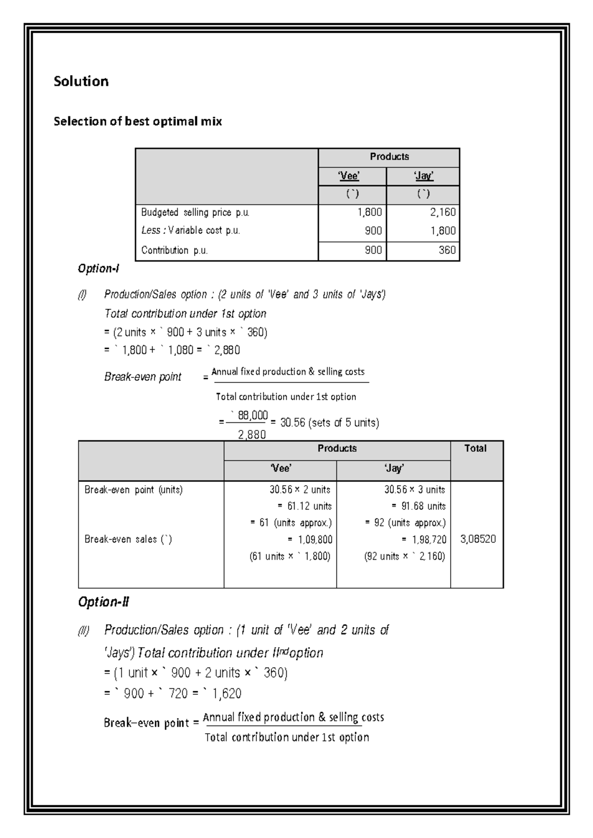 Product Mix Decision part3 - Solution Selection of best optimal mix ...