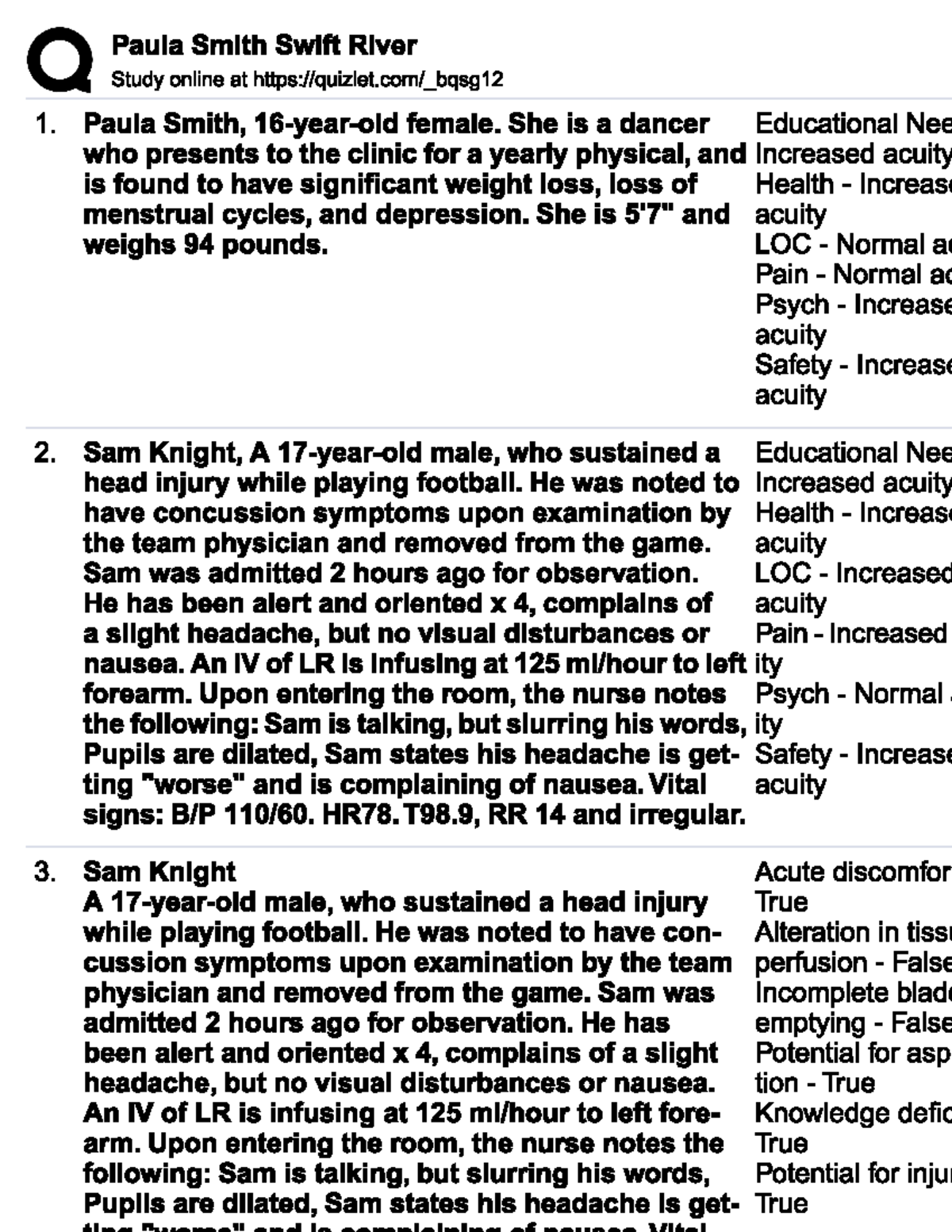 Paula Smith & Sam Knight - Pediatric N317L - Swift River - Q Paula ...