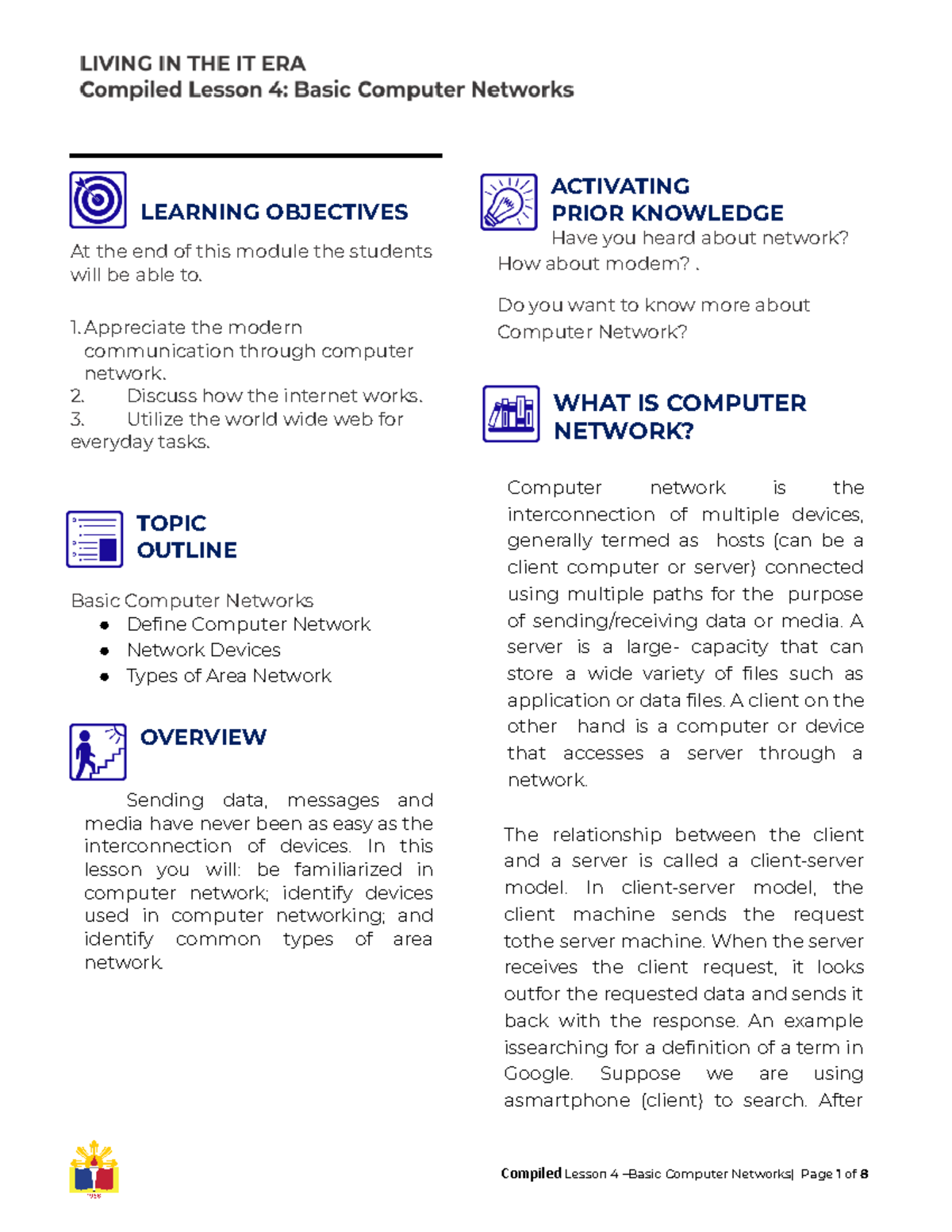 Compiled-Lesson-04 -Basic-Computer-Networks - LEARNING OBJECTIVES At ...