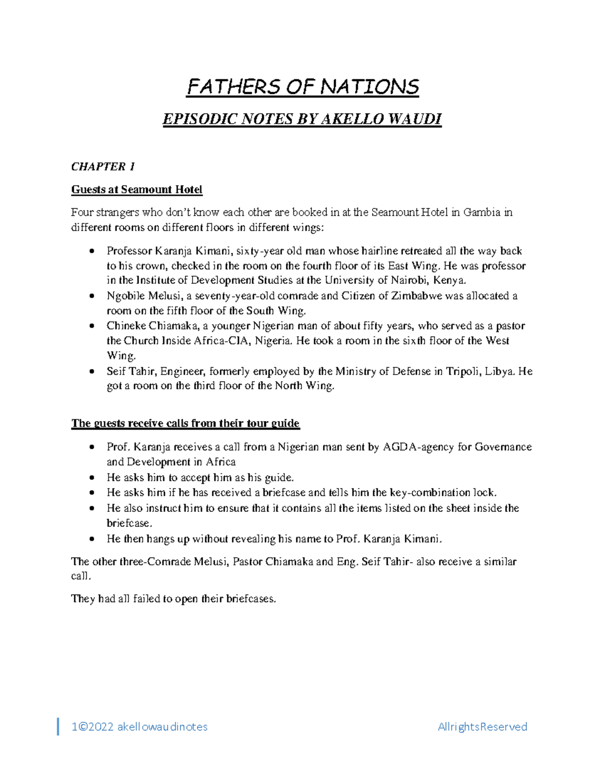 MY Fathers OF Nations Notes - FATHERS OF NATIONS EPISODIC NOTES BY ...