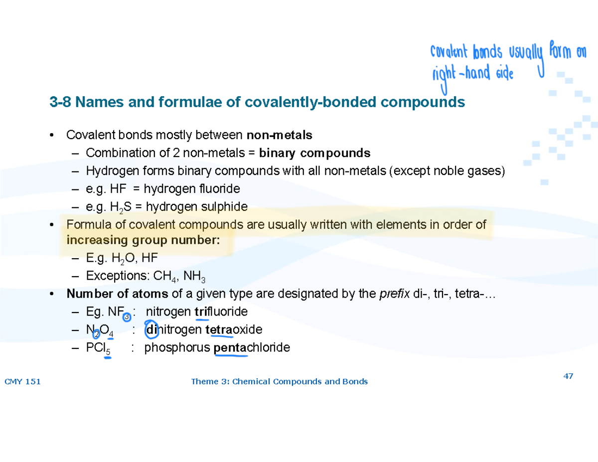 Theme 3C Geometry - 3-8 Names and formulae of covalently-bonded ...