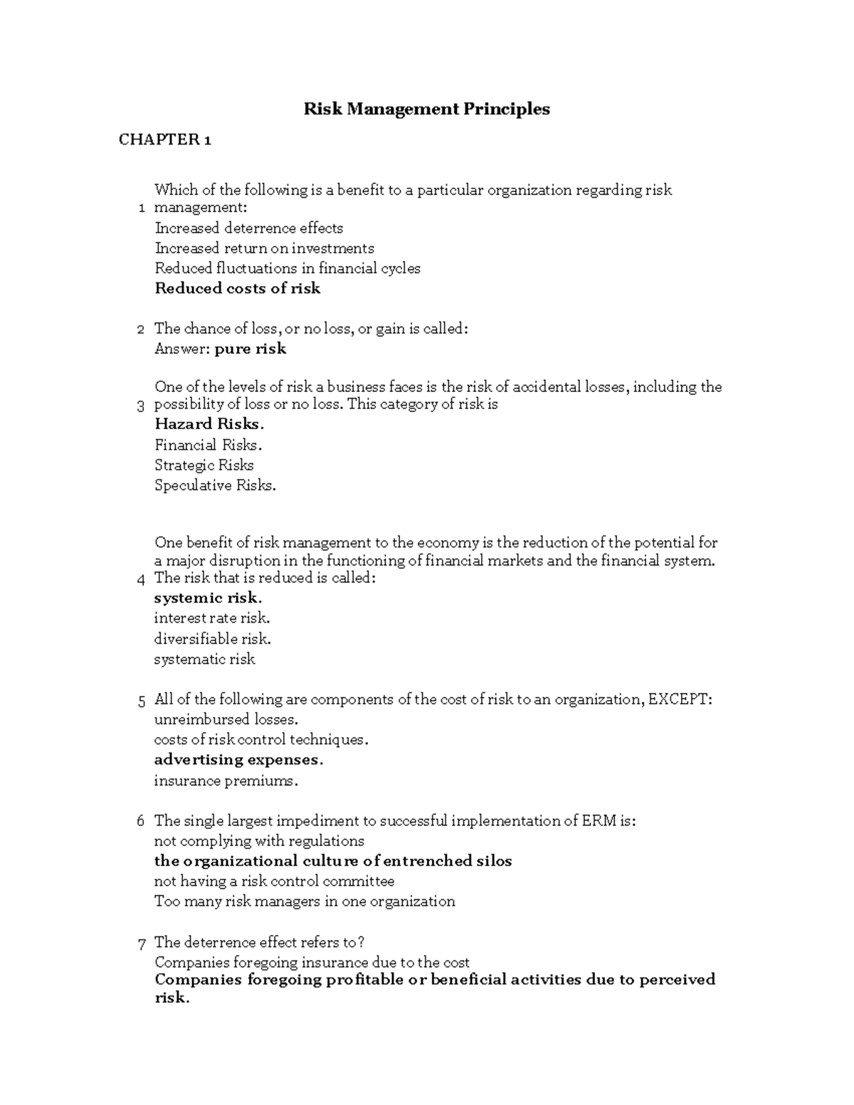 Risk Management Principles - Risk Management Principles CHAPTER 1 1 ...