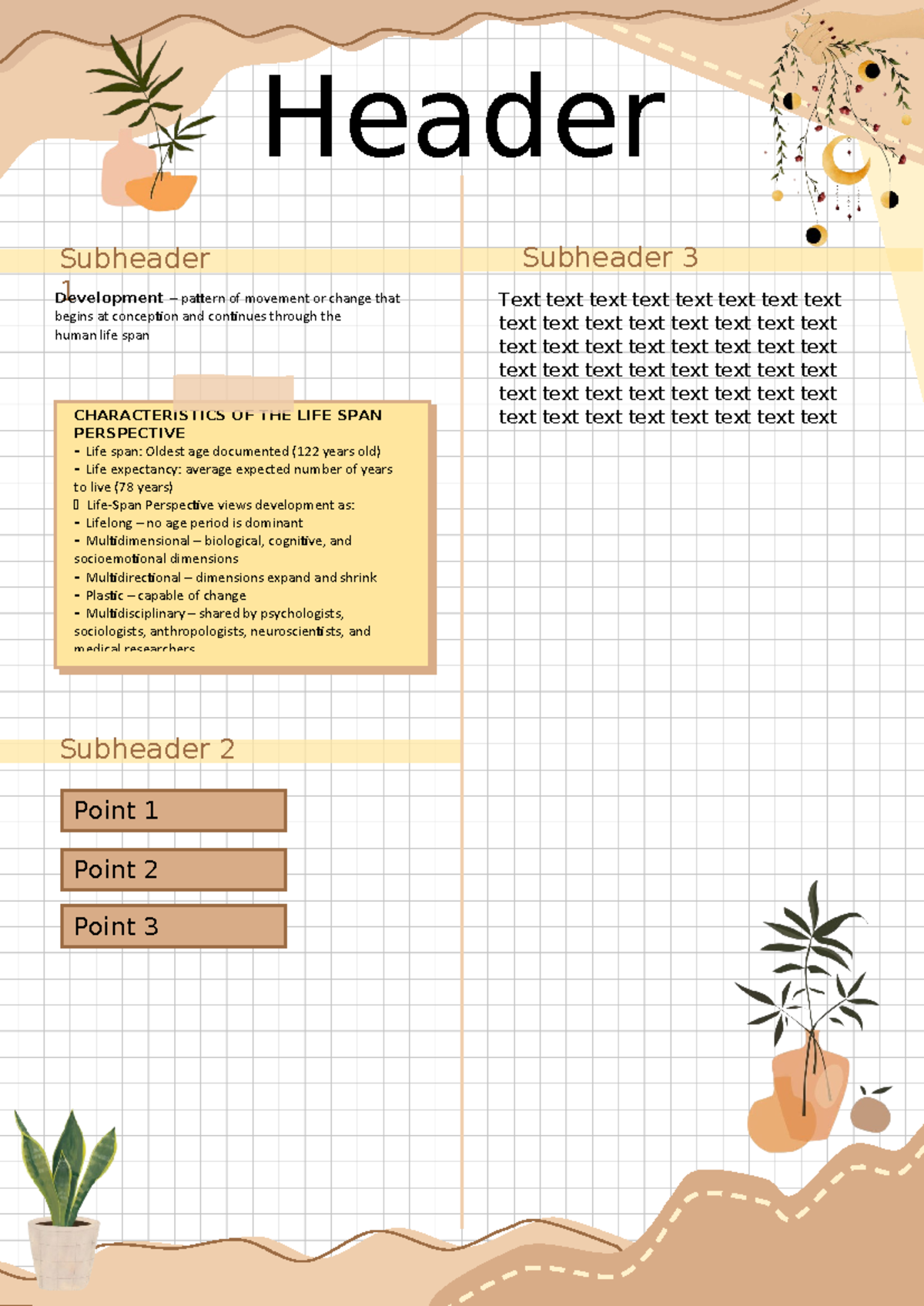 Developmental psychology reviewer - Subheader Development 1 – pattern of movement or change that ...