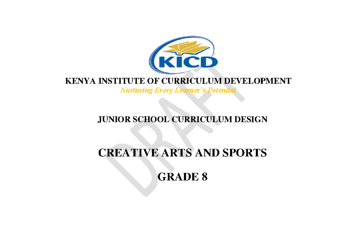 Grade 8 Creative ARTS & Sports - KENYA INSTITUTE OF CURRICULUM ...
