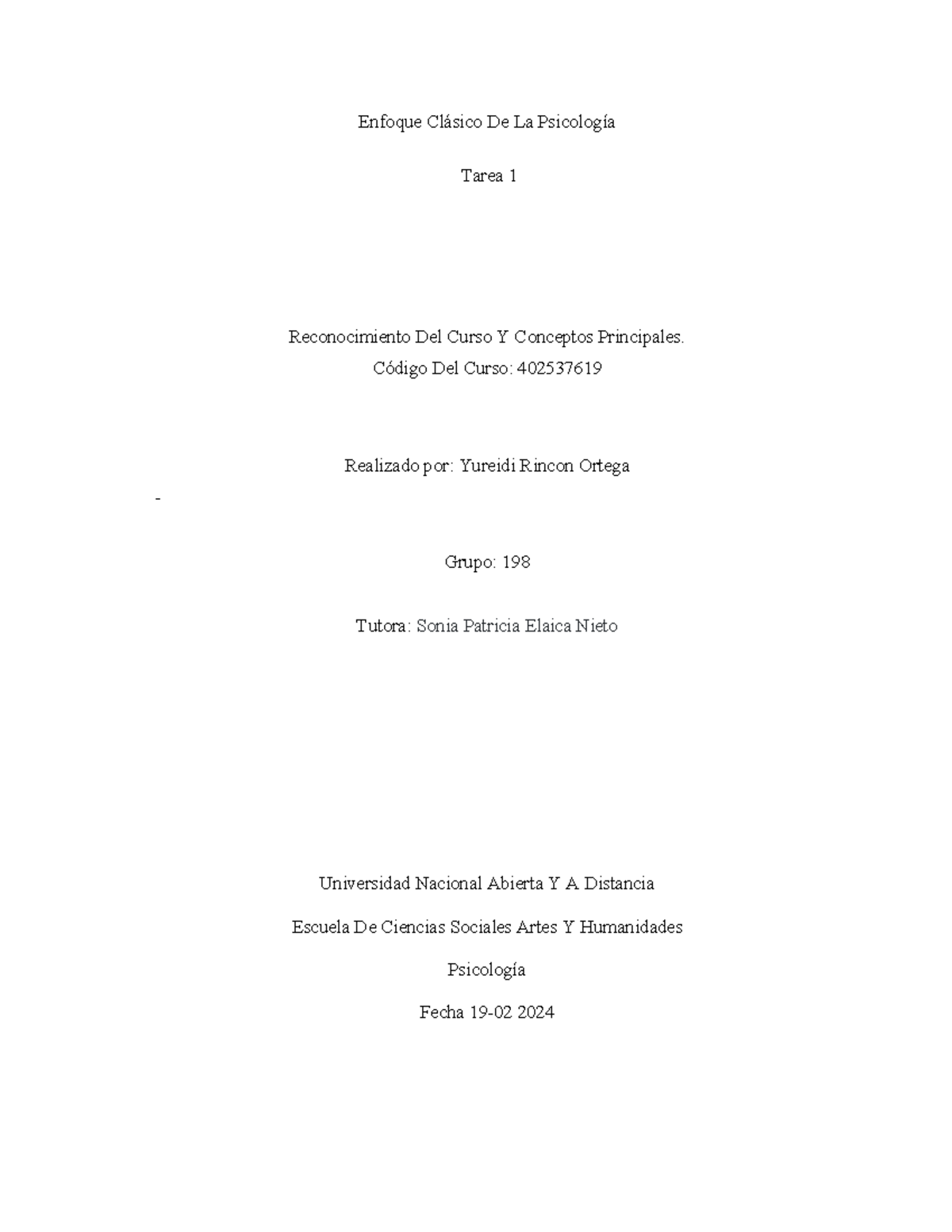 Enfoque Clásico De La Psicología tarea 1 - Enfoque Clásico De La Psicología Tarea 1 ...